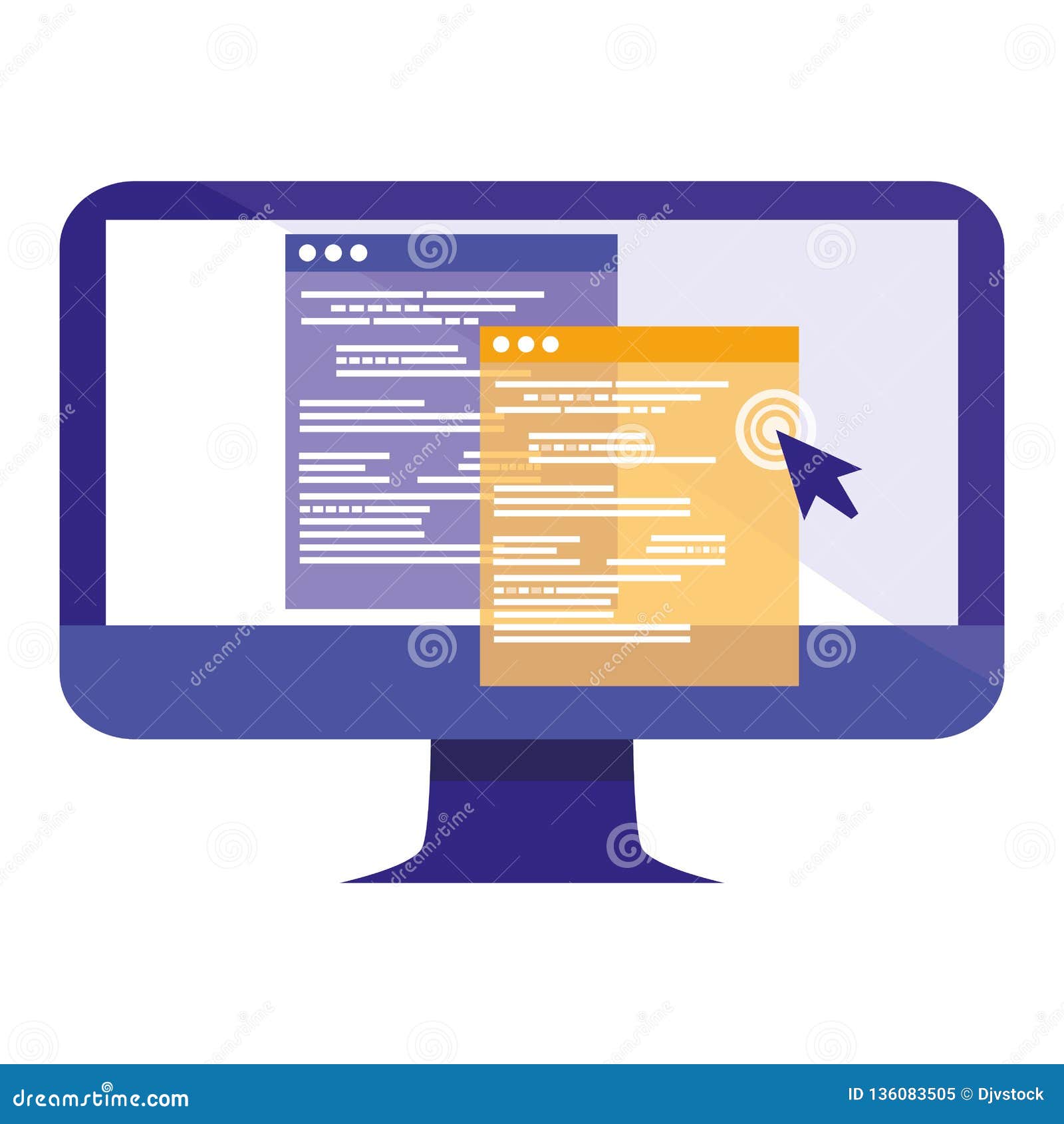 Computer with Webpages Templates Stock Vector - Illustration of device ...