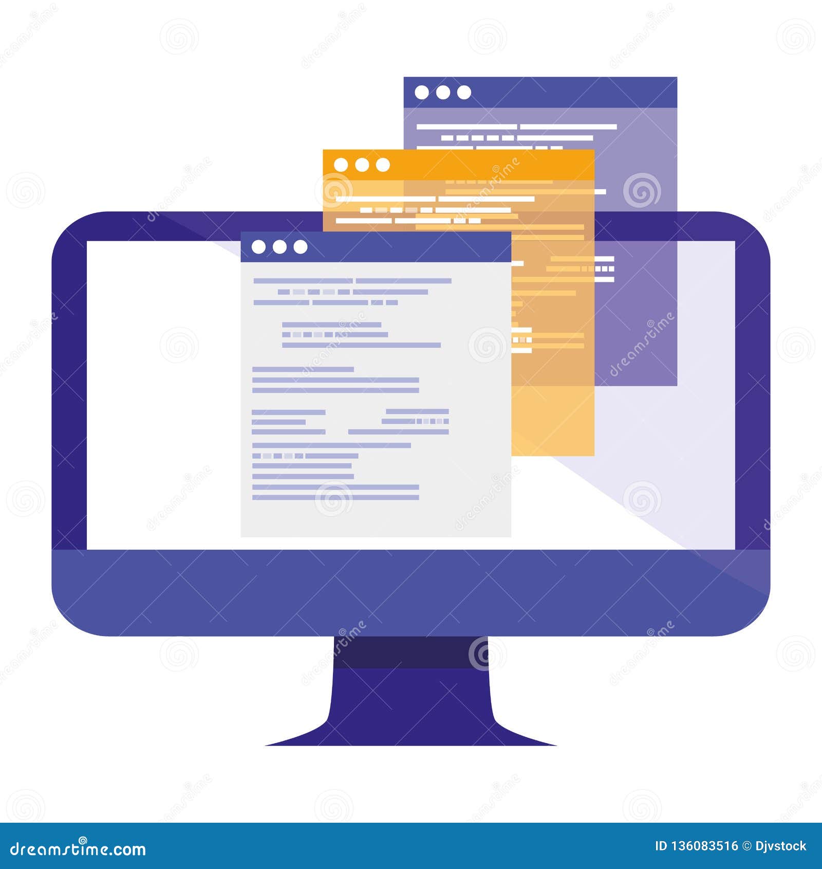 Computer with Webpages Templates Stock Vector - Illustration of display ...