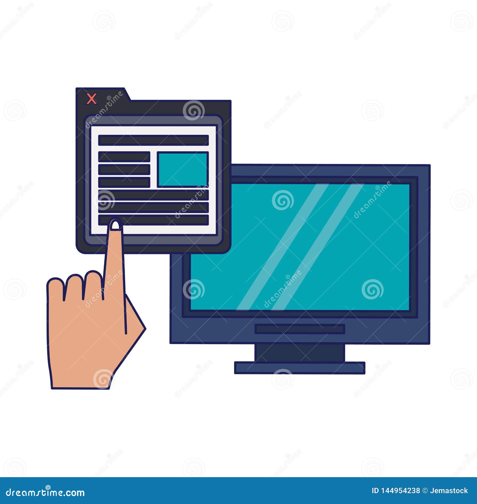 Computer and Website Symbols Blue Lines Stock Vector - Illustration of ...