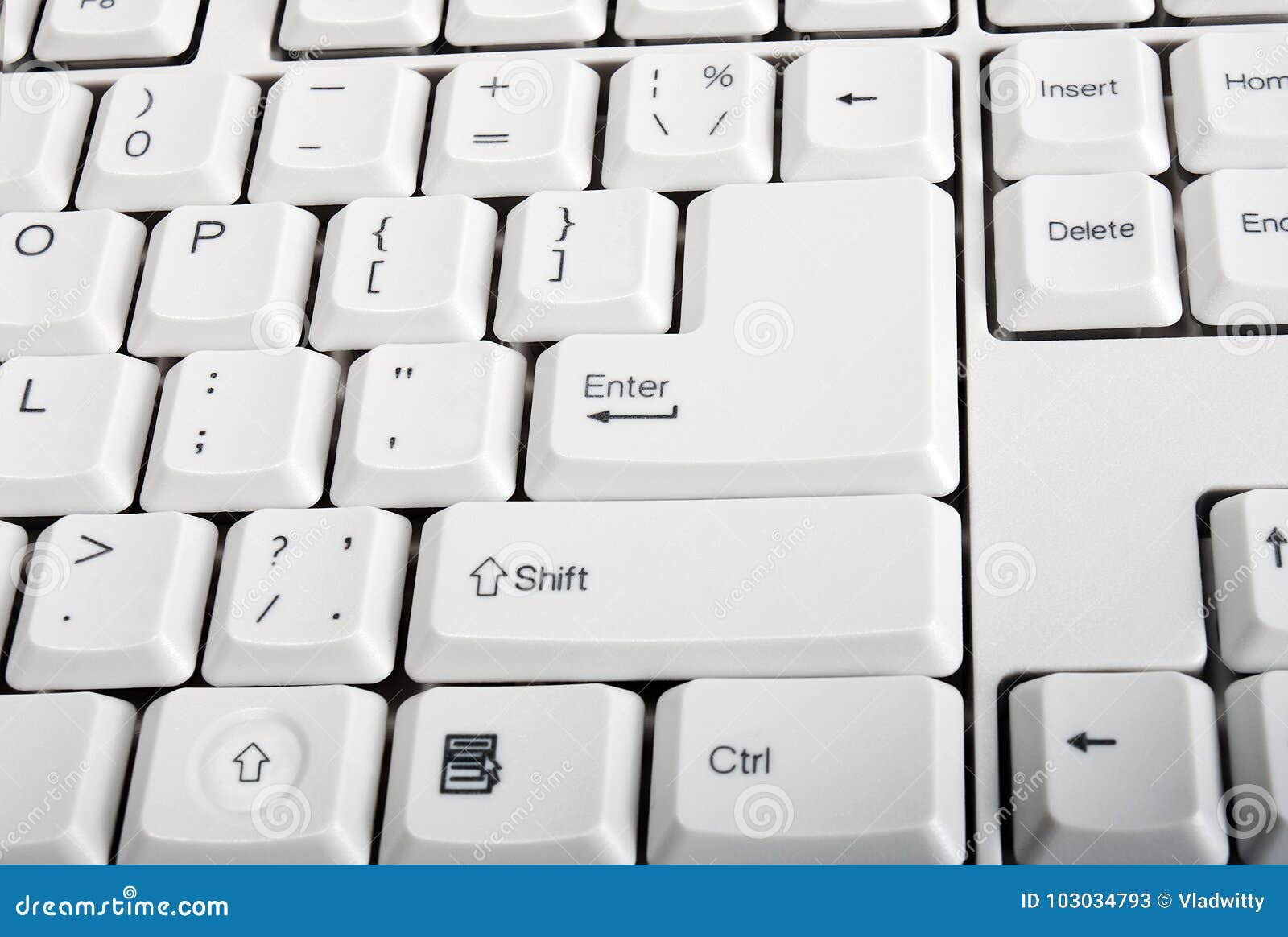 Computer White Keyboard Closeup Enter Shift Stock Image - Image of ...