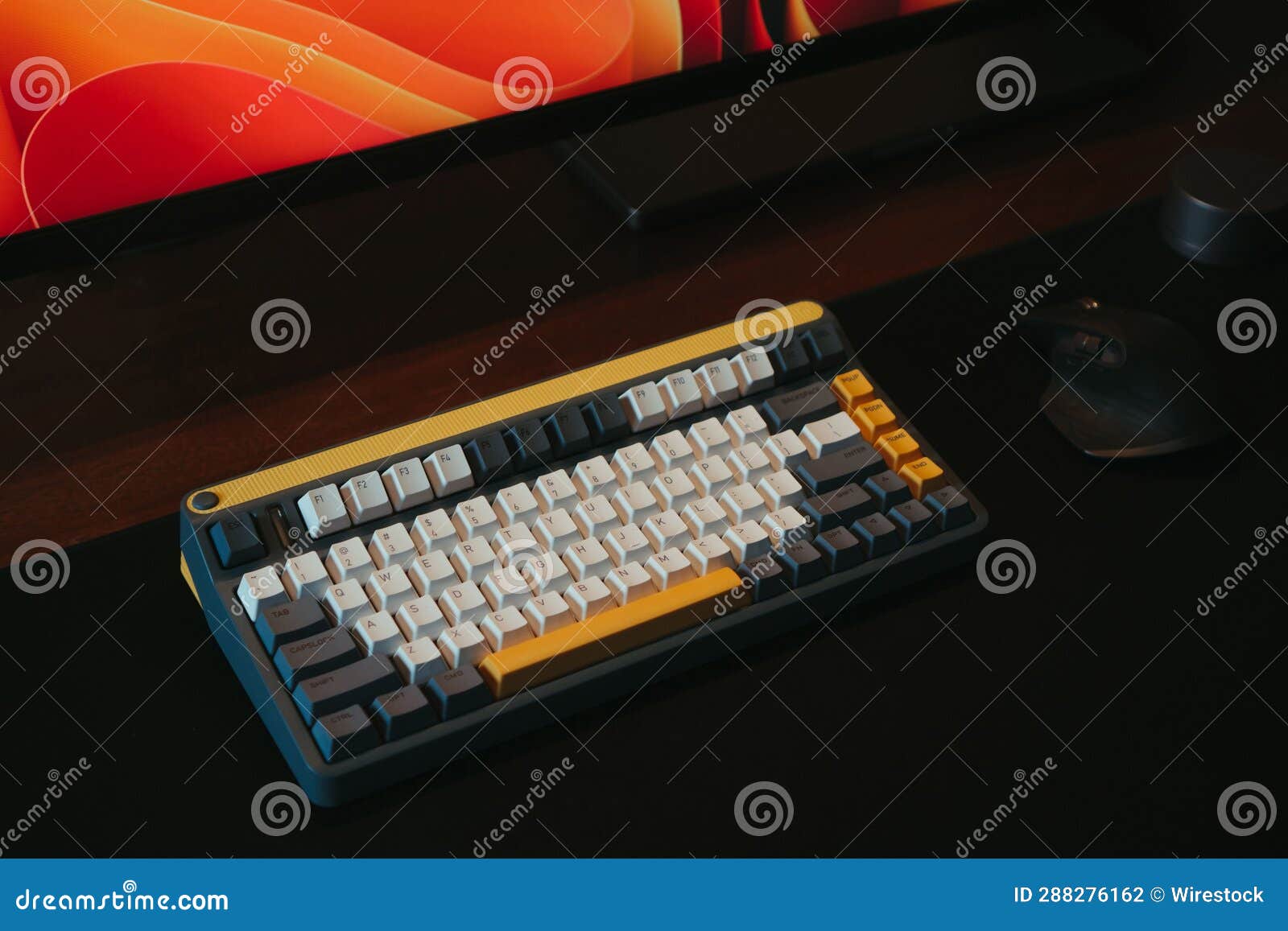 Computer White Keyboard, Monitor, and Mouse on a Desk Stock Photo ...