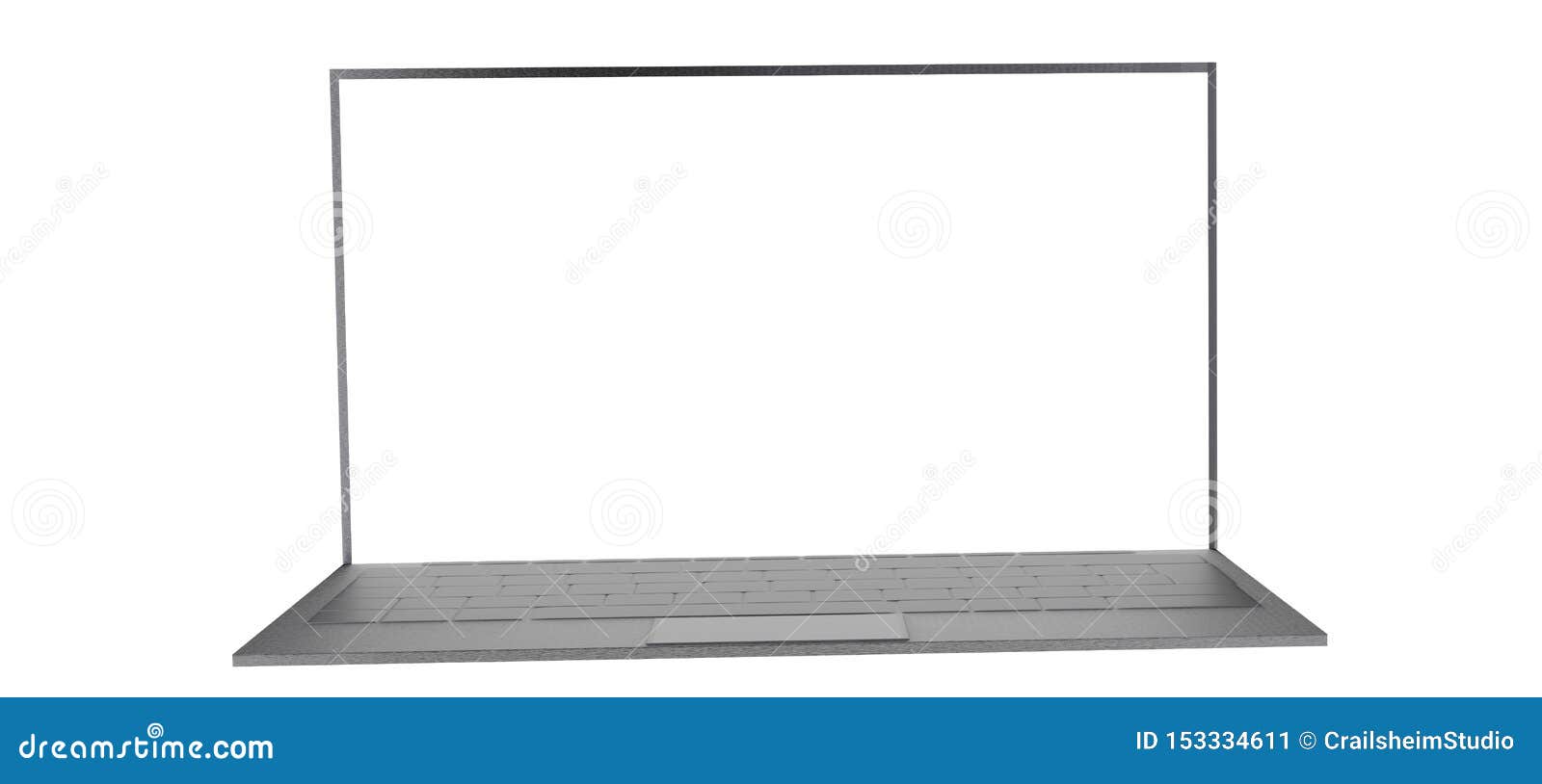 Computer White Screen Isolated on White 3d-illustration Stock ...