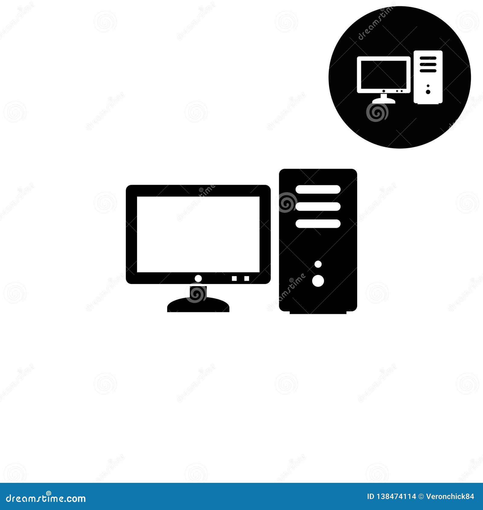 Computer - White Vector Icon Stock Vector - Illustration of flat, click ...