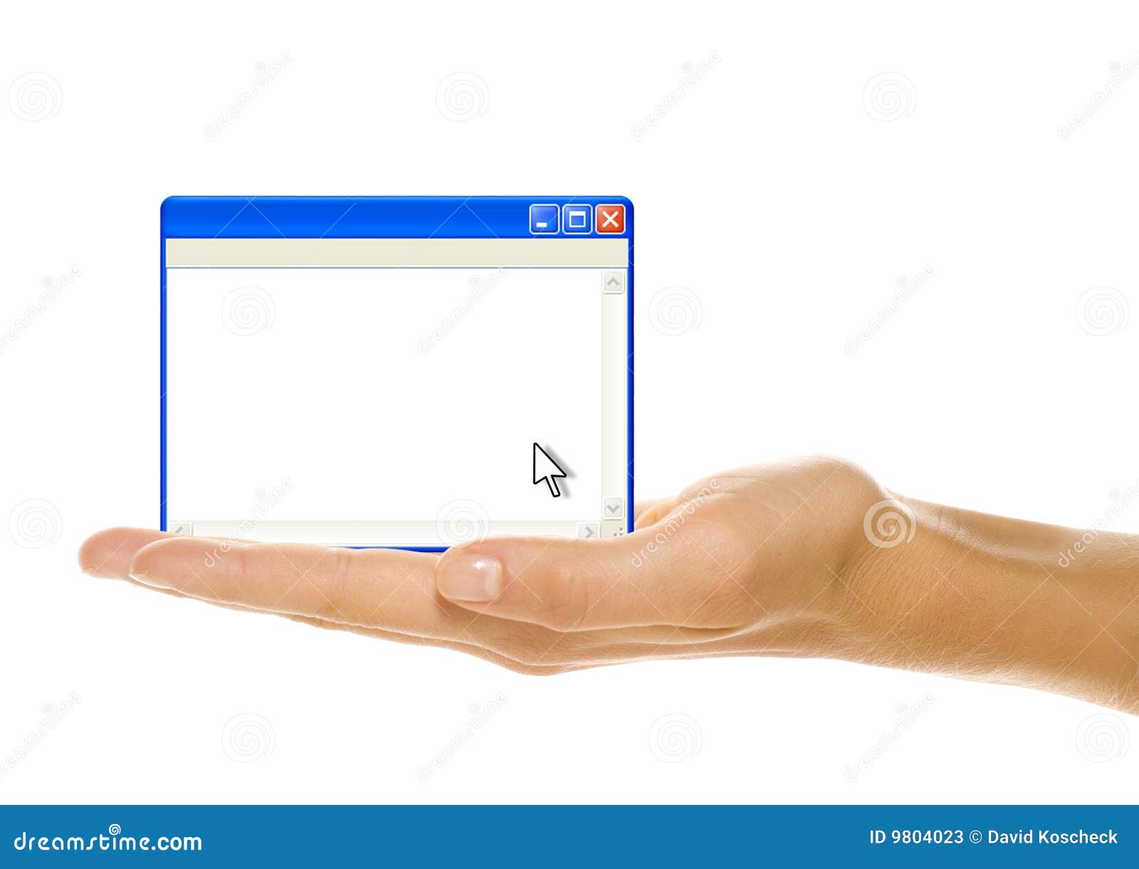 Computer window in hand stock image. Image of blank, advertisement ...