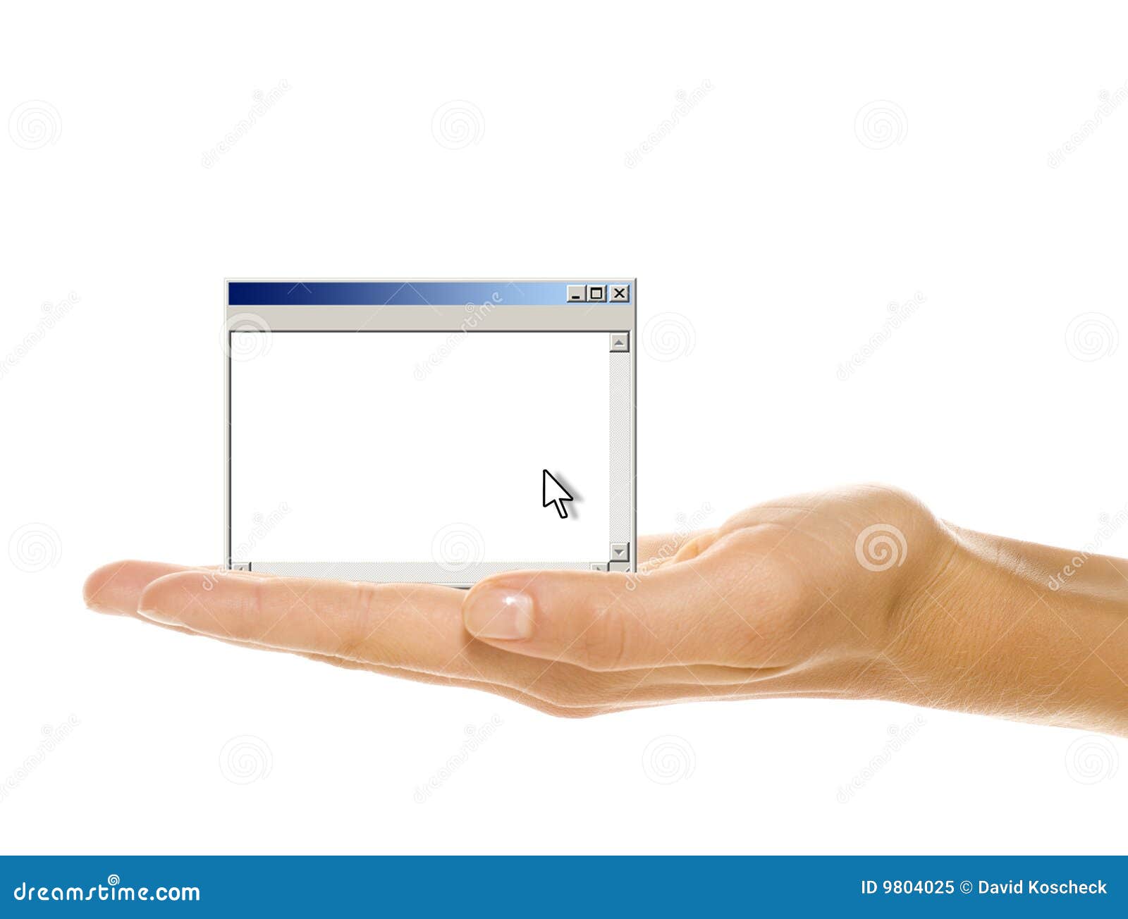 Computer window in hand stock image. Image of human, blank - 9804025