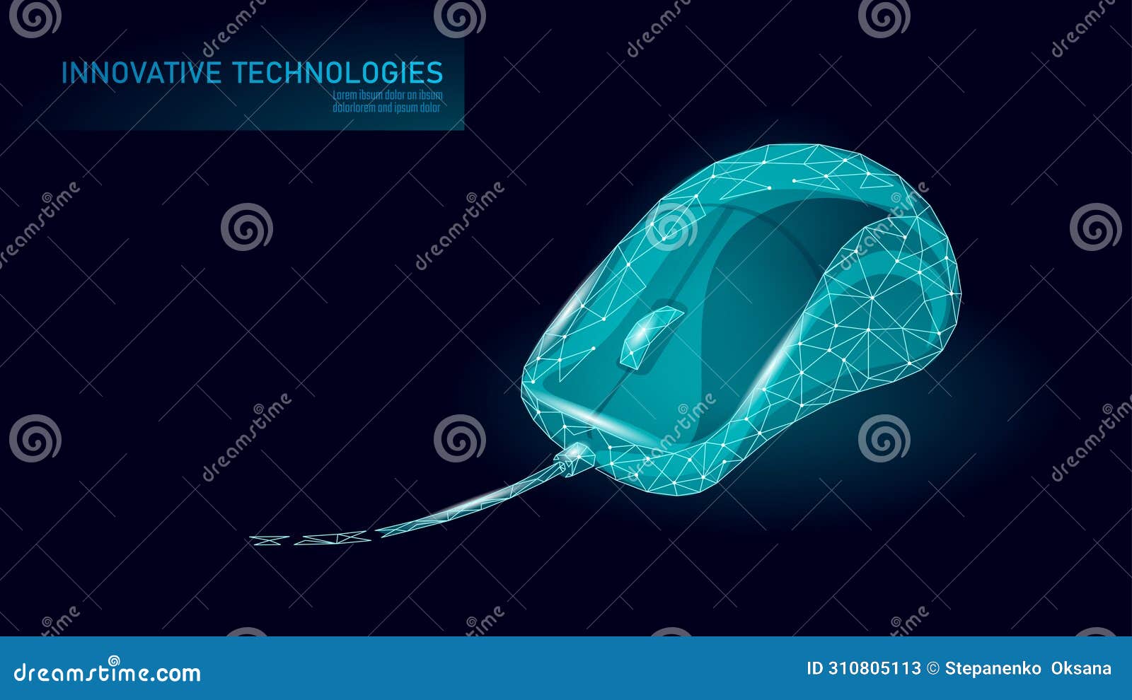 Computer Wire Mouse 3D Concept. Technology Control Office Pointer ...