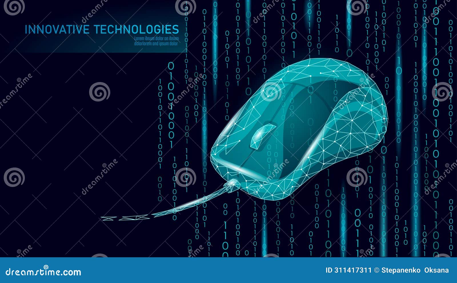 Computer Wire Mouse 3D Concept. Technology Control Office Pointer ...