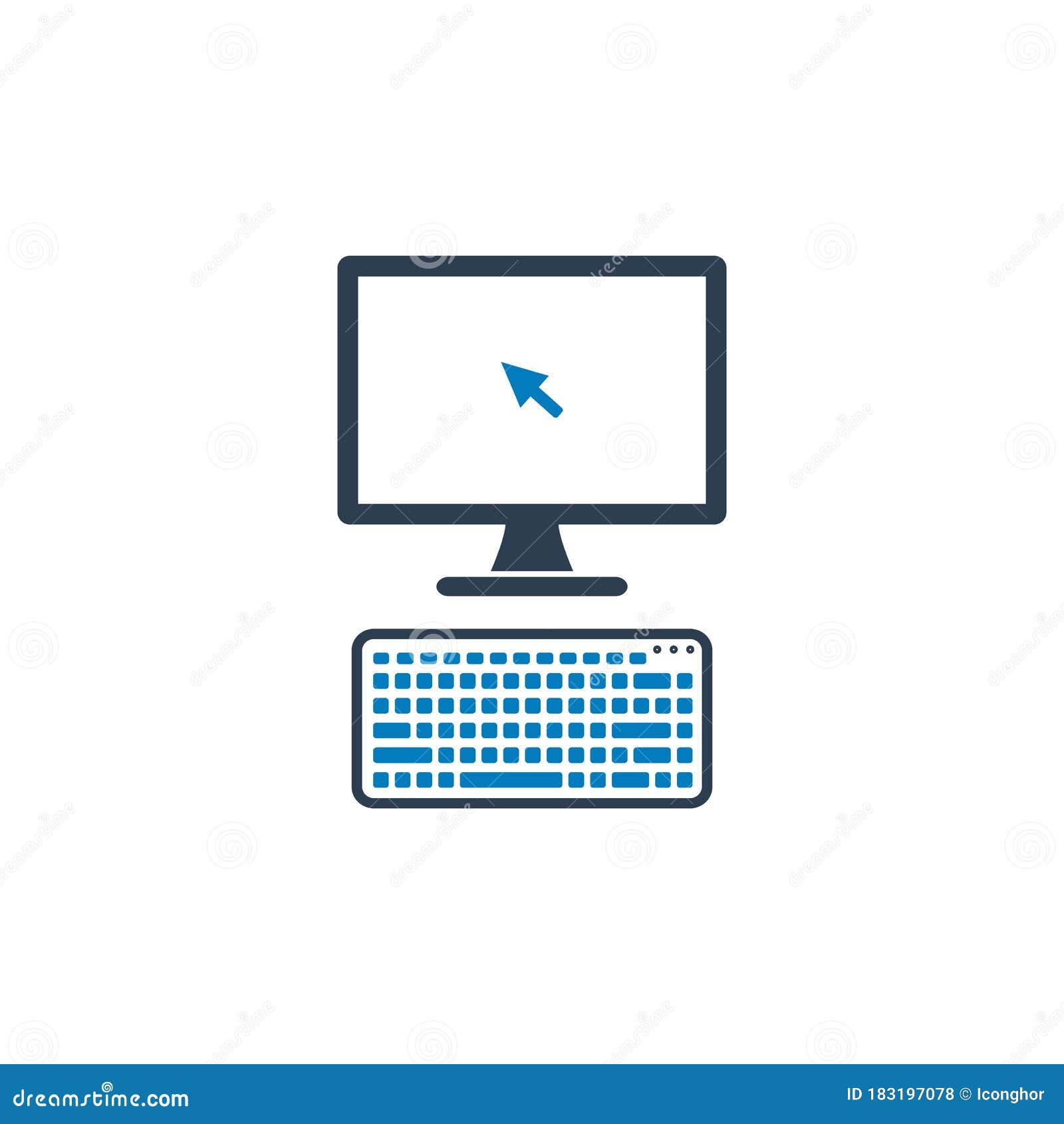 Computer and Wireless Keyboard Icon. Stock Vector - Illustration of ...