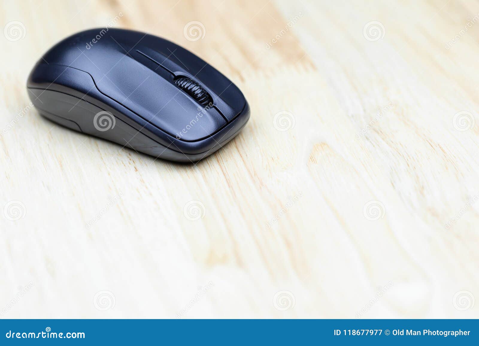 Computer Wireless Mouse on Wood Table for Business, Education and ...