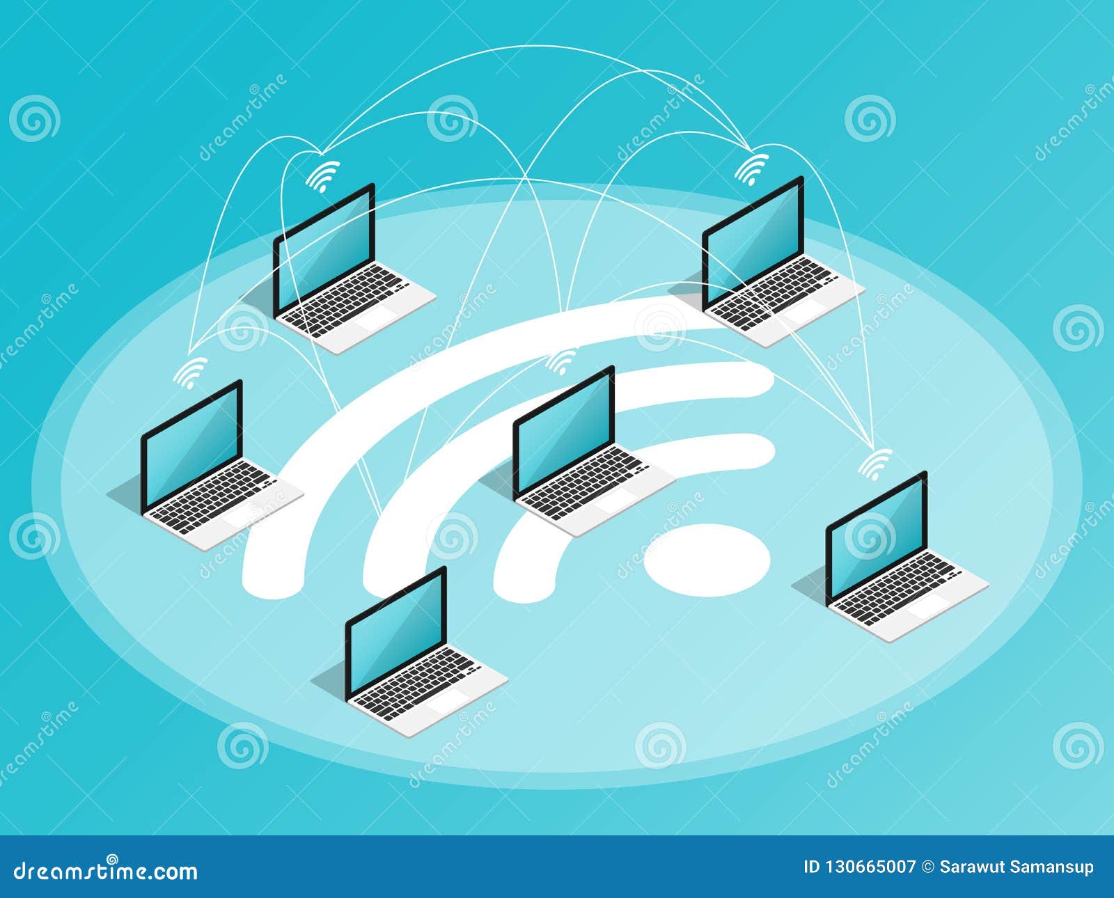 Isometric Computer Wireless Network Connect Flat Vector Stock Vector ... Isometric Computer Wireless Network Connect Flat Vector Stock Vector ...