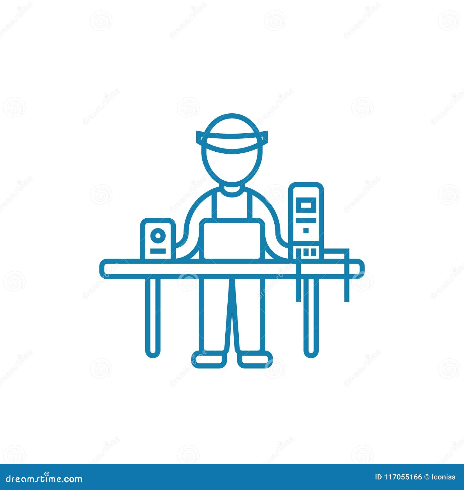 Computer Wizard Linear Icon Concept. Computer Wizard Line Vector Sign ...