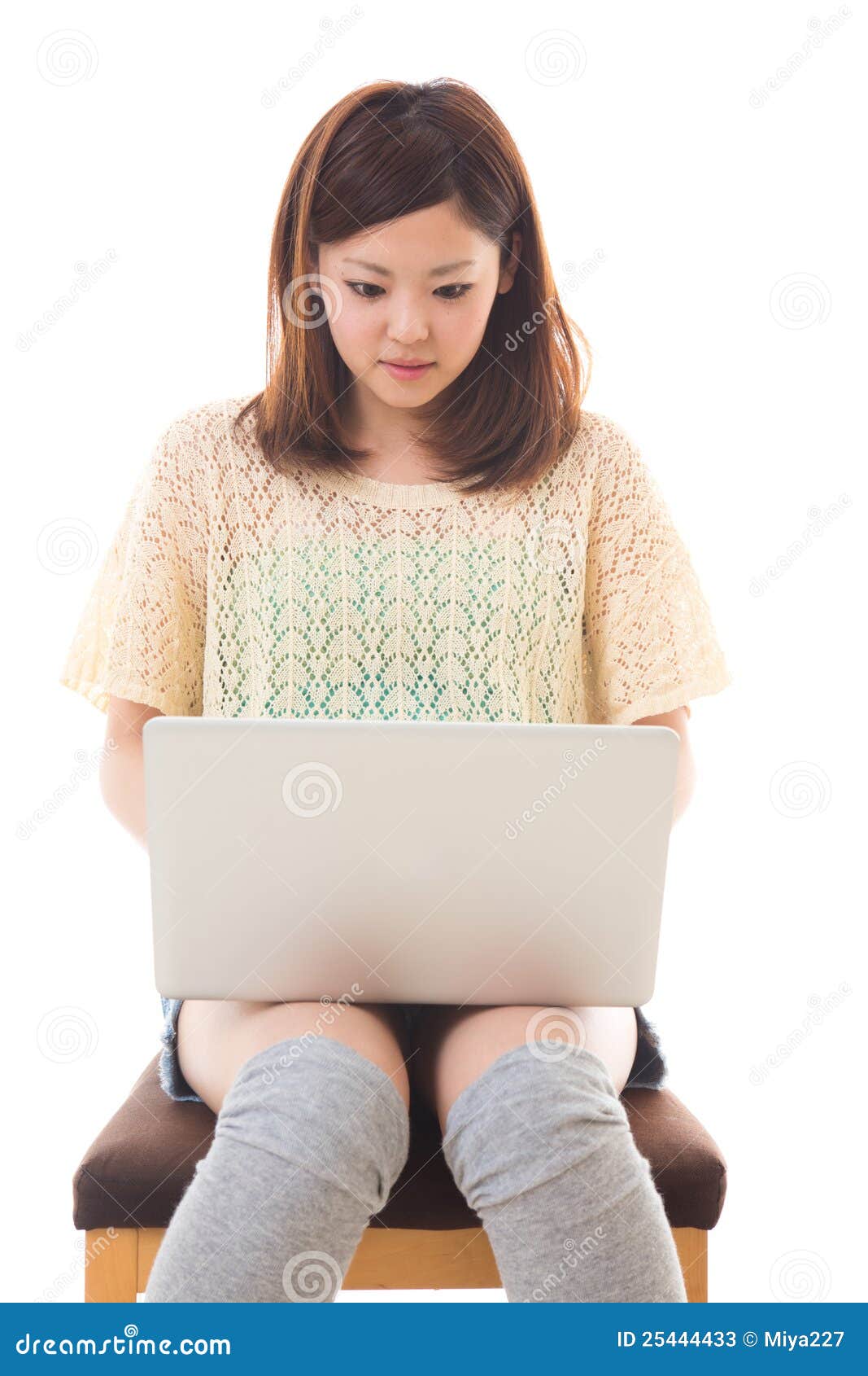 Computer and woman stock image. Image of spirited, asian - 25444433