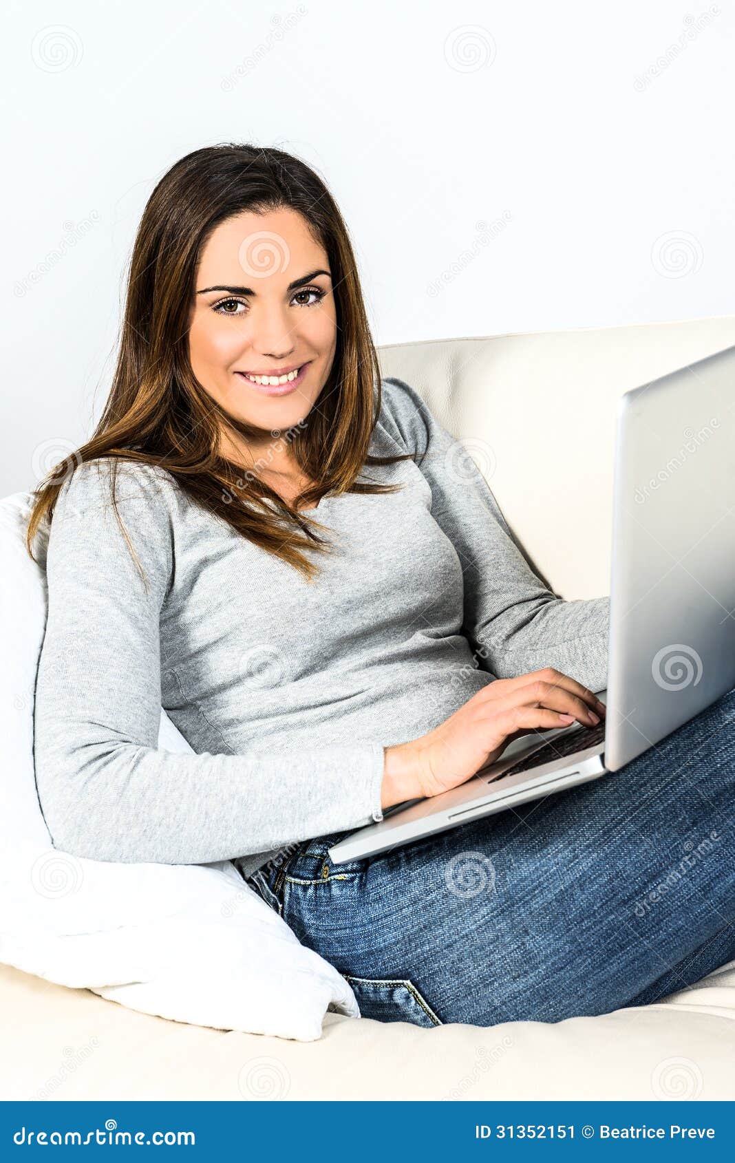 Computer woman stock image. Image of touchpad, smartphone - 31352151