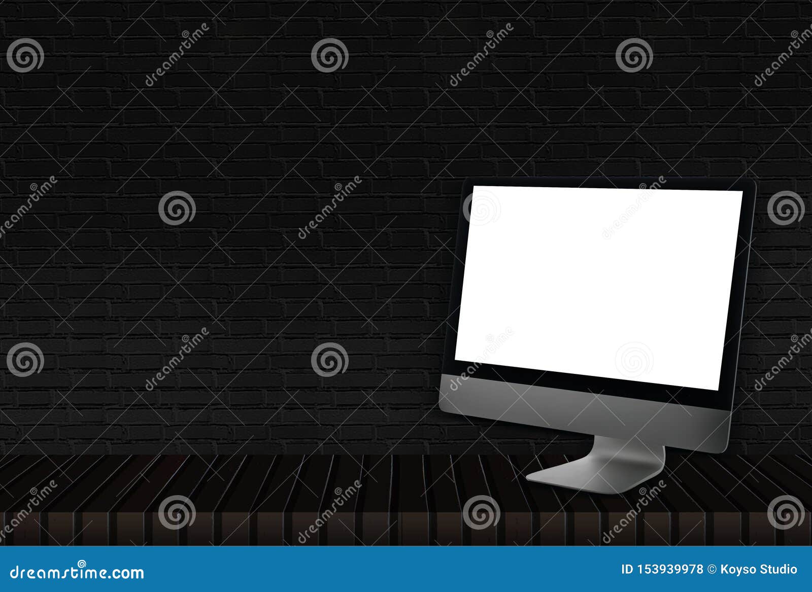 Computer on a Wooden Floor with Black Brick Floors and Solid Wood for ...