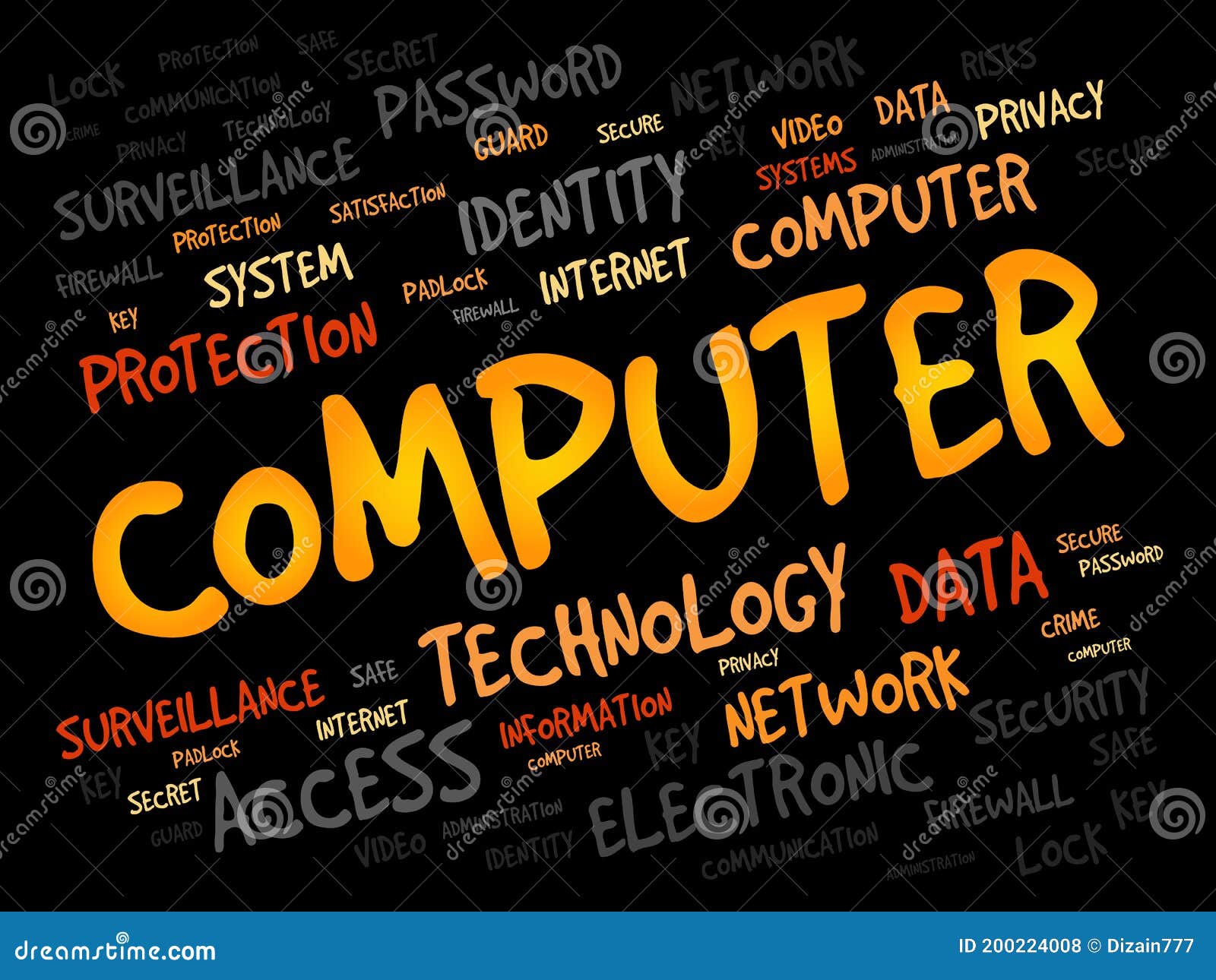 COMPUTER word cloud stock illustration. Illustration of global - 200224008