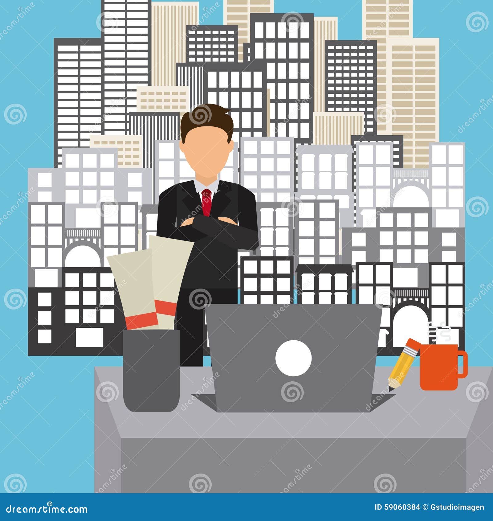 Computer work stock vector. Illustration of computing - 59060384