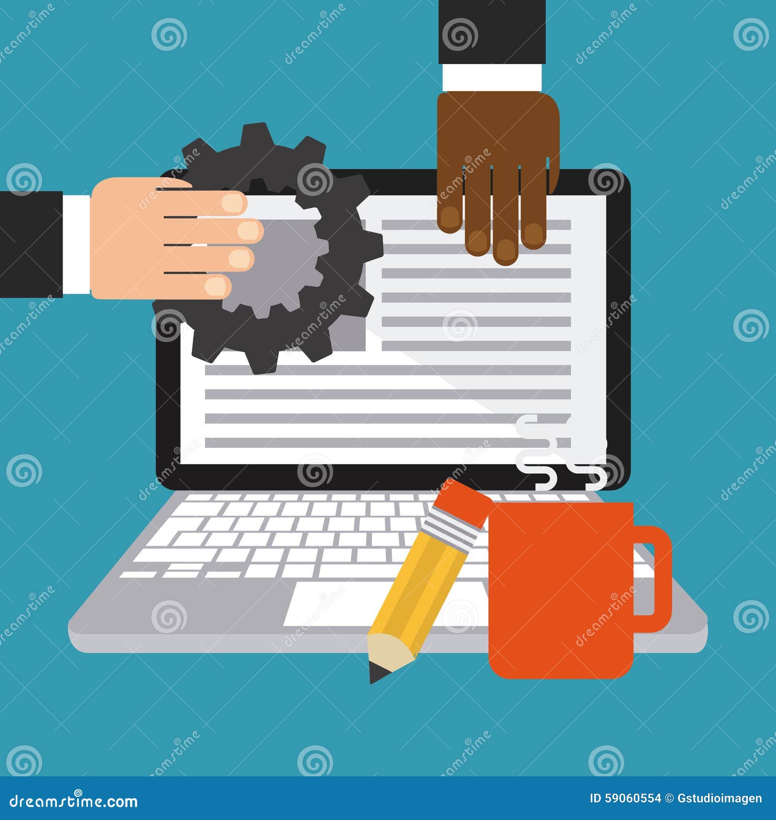 Computer work stock vector. Illustration of design, development - 59060554