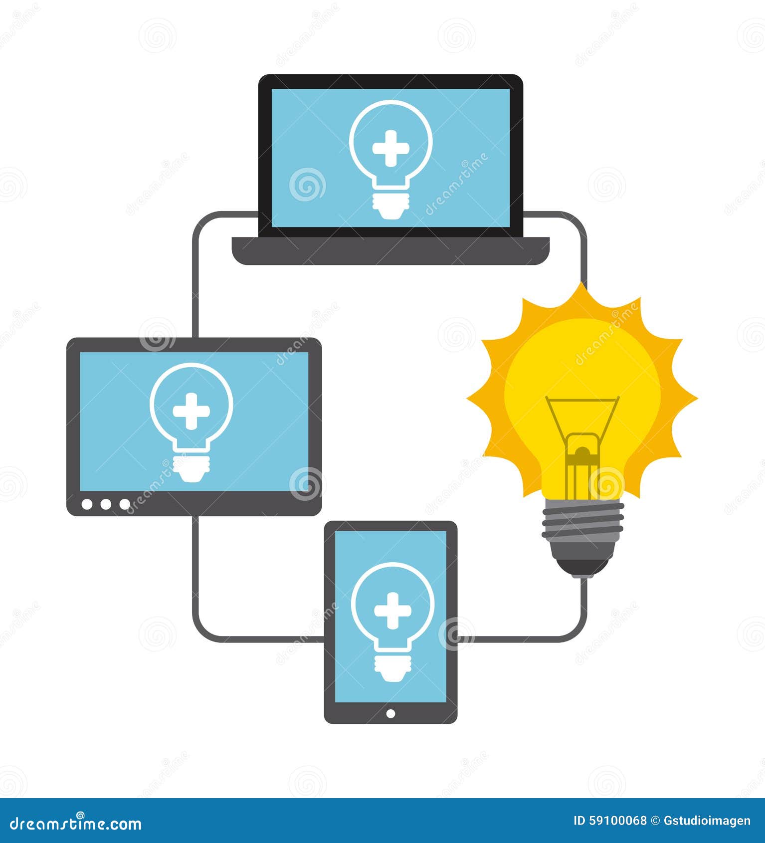 Computer work stock vector. Illustration of tablet, equipment - 59100068