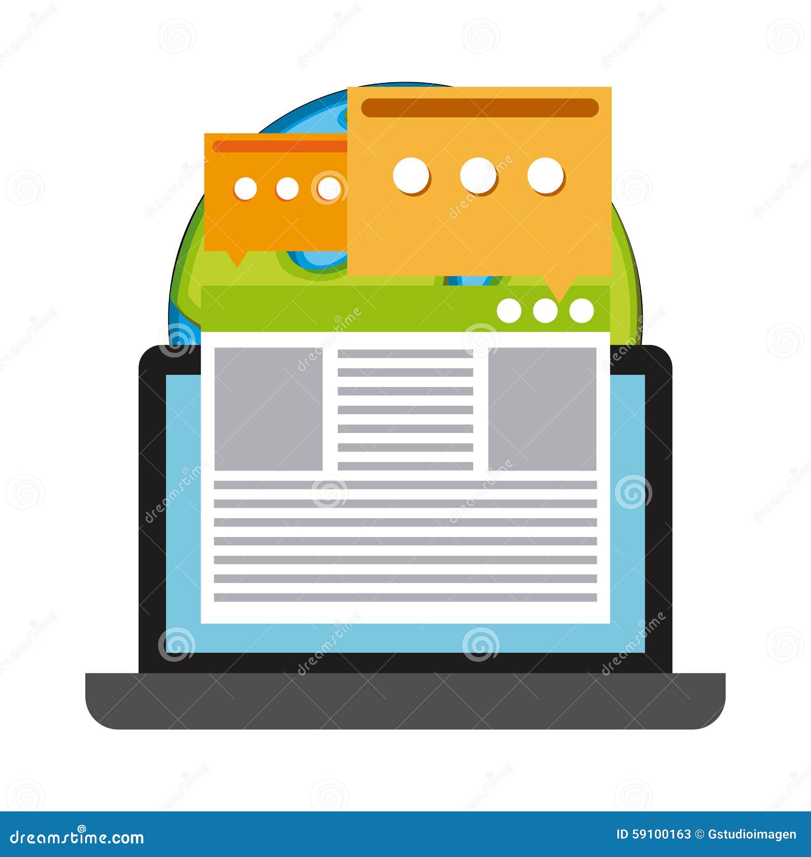 Computer work stock vector. Illustration of media, equipment - 59100163