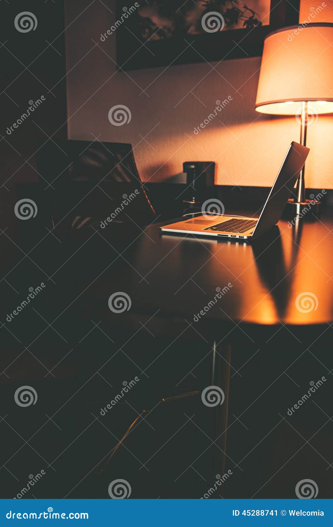 Computer Work at Night stock image. Image of notebook - 45288741