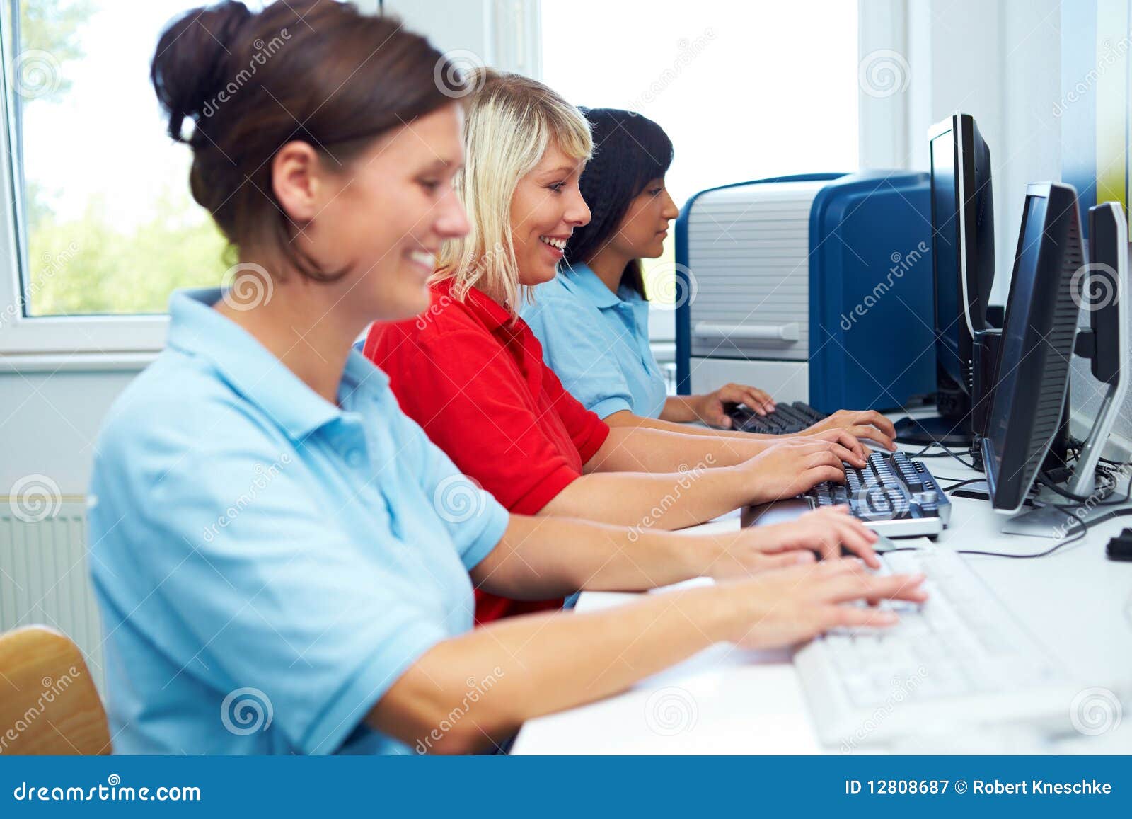 Computer work stations stock image. Image of businesswoman - 12808687