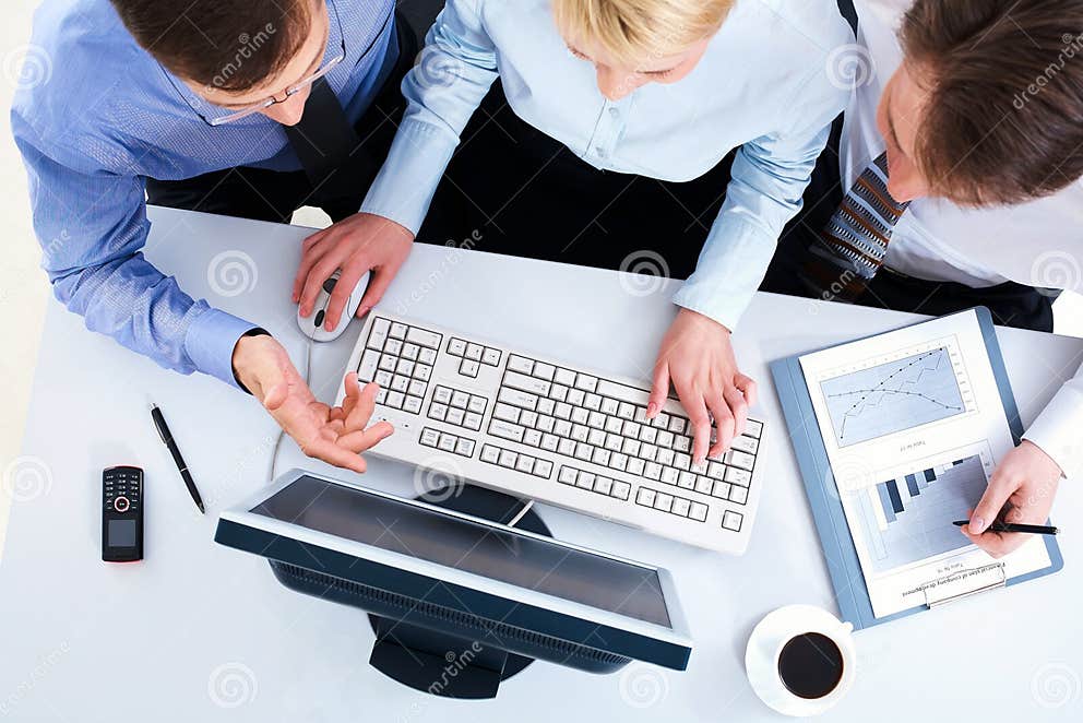 Computer work together stock image. Image of idea, conversation - 14917019