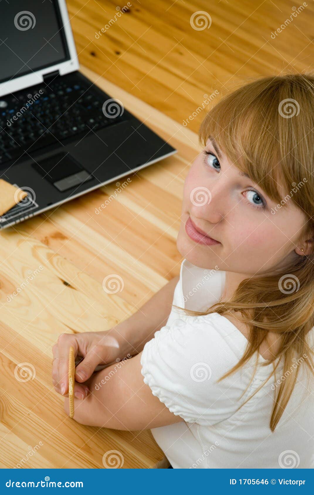 Computer worker stock photo. Image of beverage, lovely - 1705646