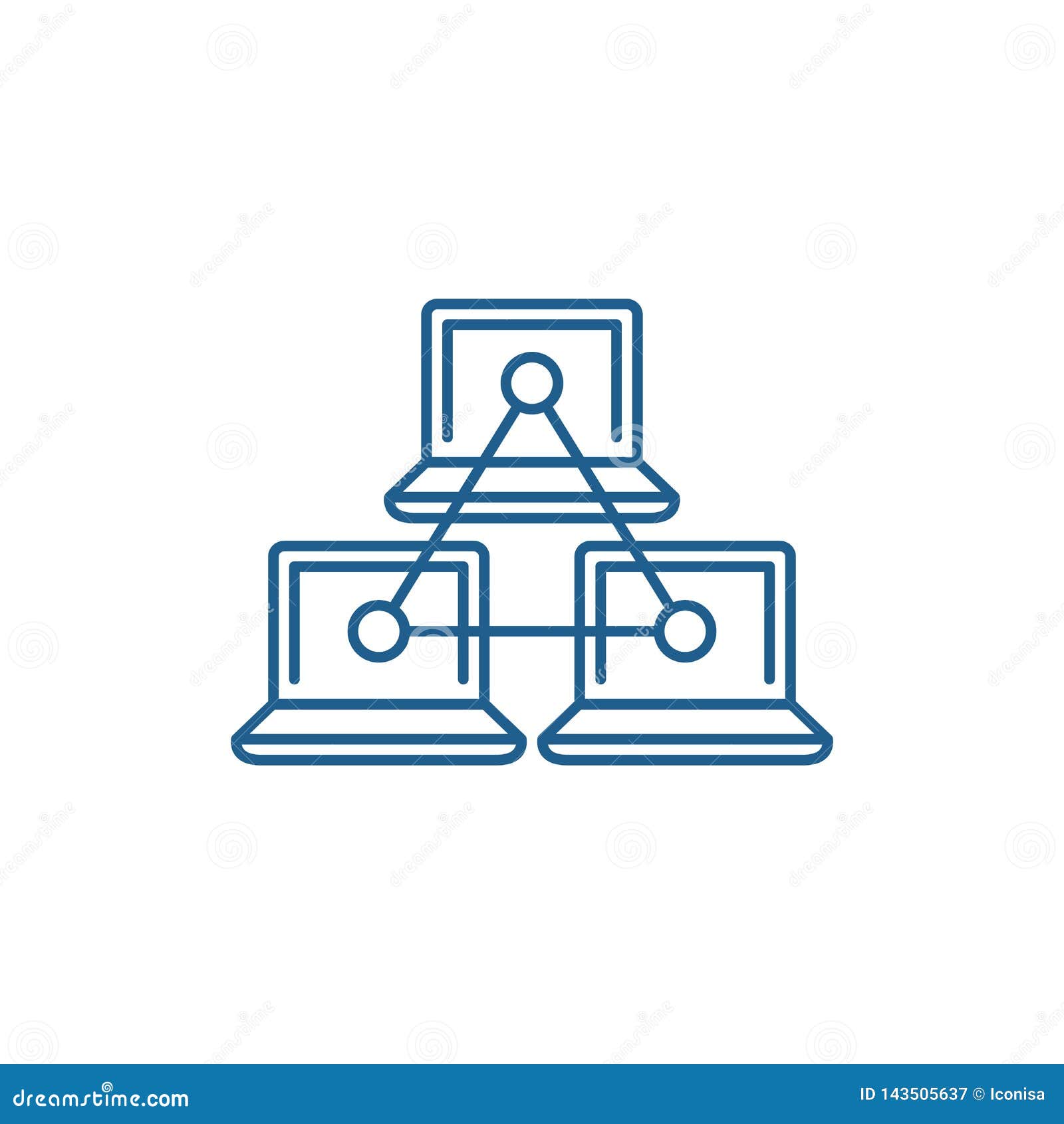 Computer Working Group Line Icon Concept. Computer Working Group Flat ...