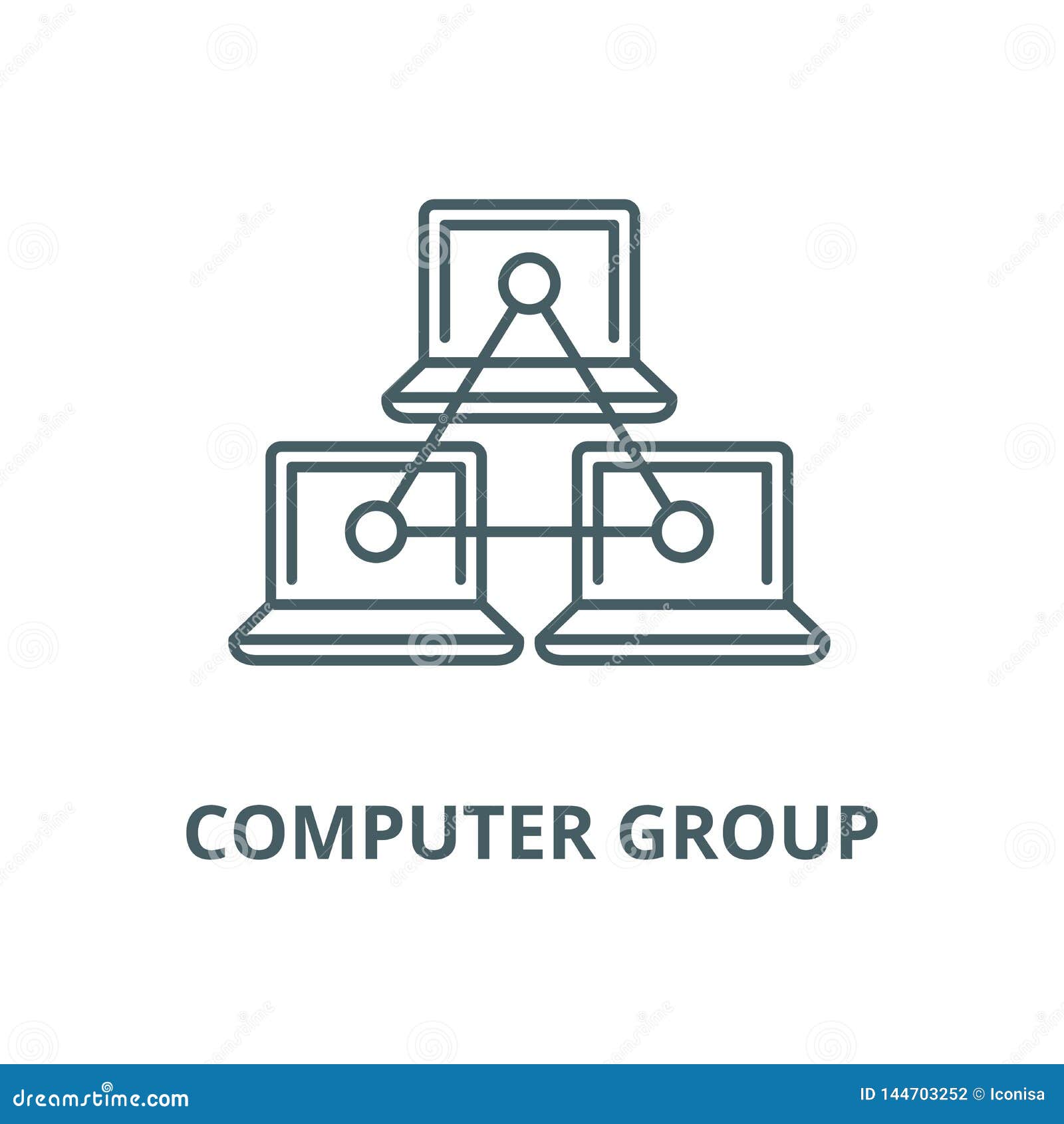 Computer Working Group Line Icon, Vector. Computer Working Group ...