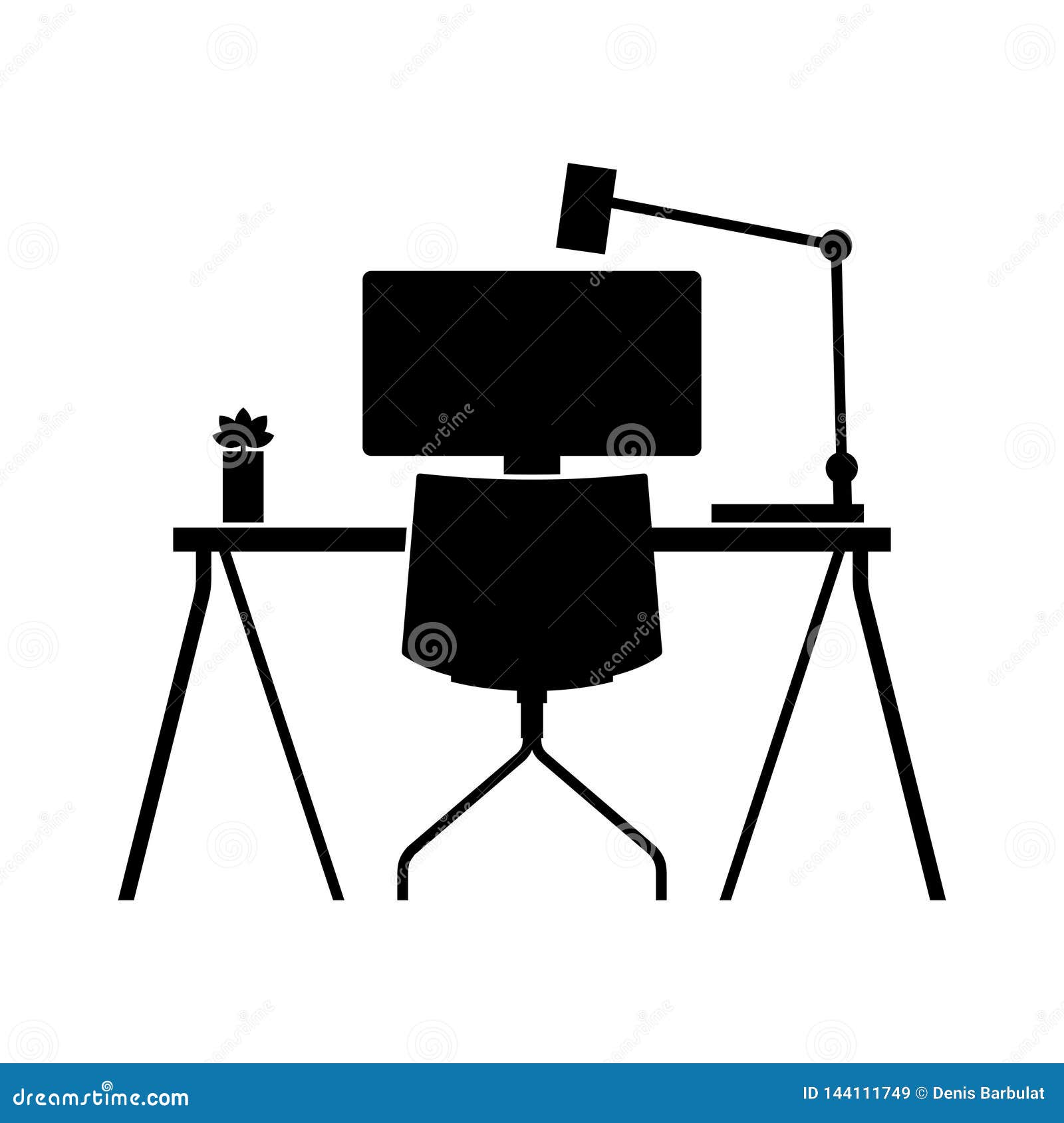 Computer workstation desk stock vector. Illustration of workstation ...