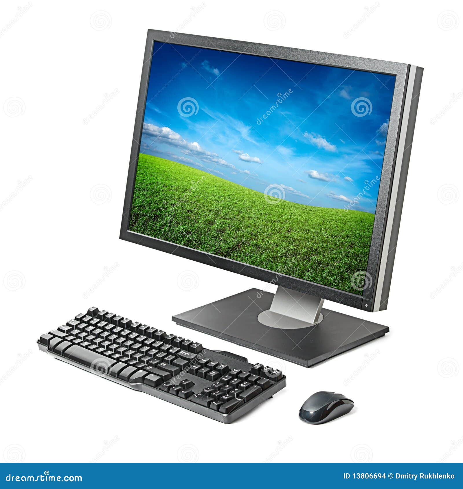 Computer Workstation Isolated Stock Photo - Image of monitor, wide ...