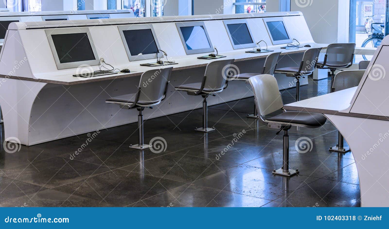 Computer Workstations for Students in the Main Building of a Uni Stock ...