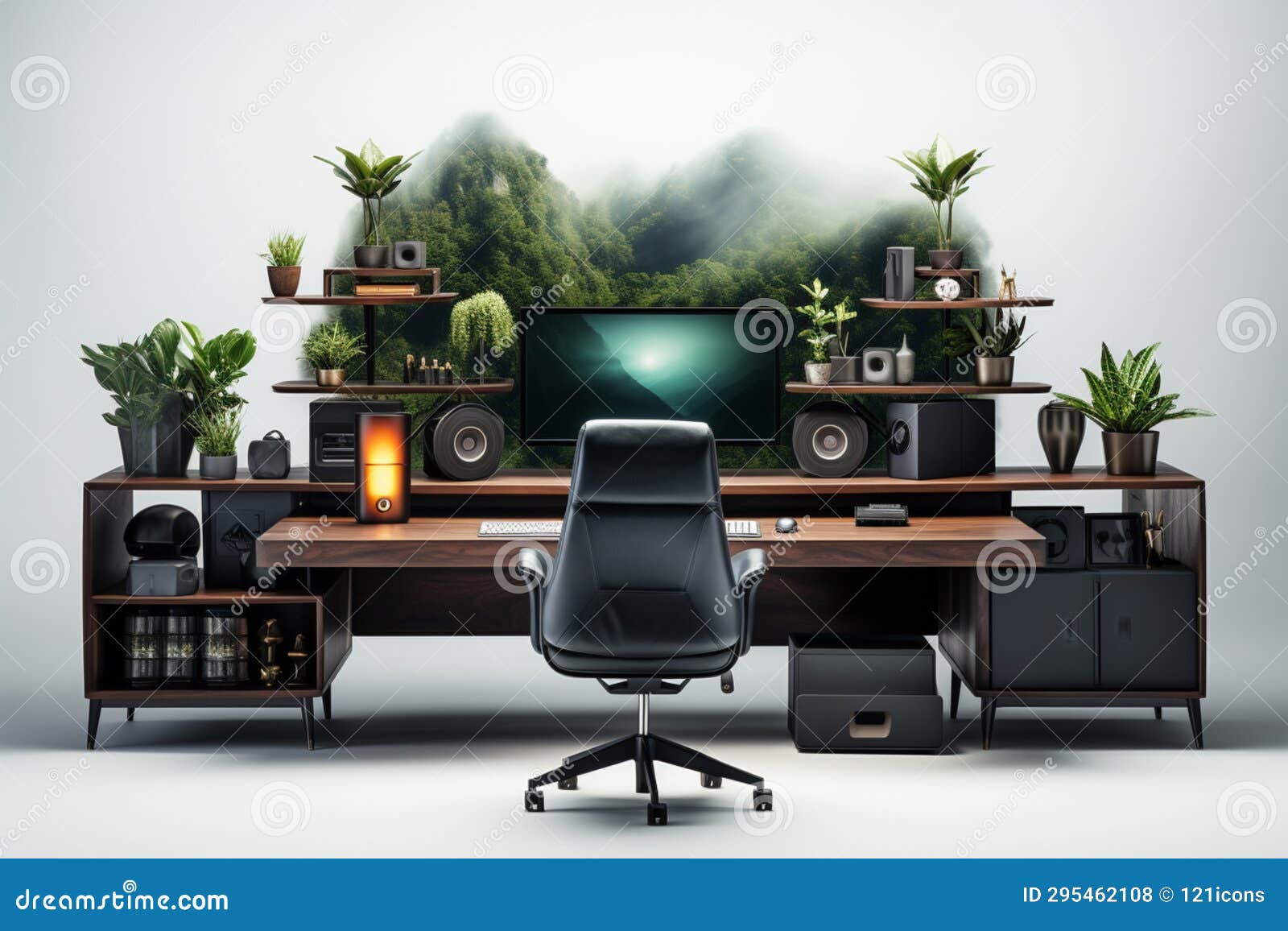 Computer Workstations on White Background Stock Illustration ...