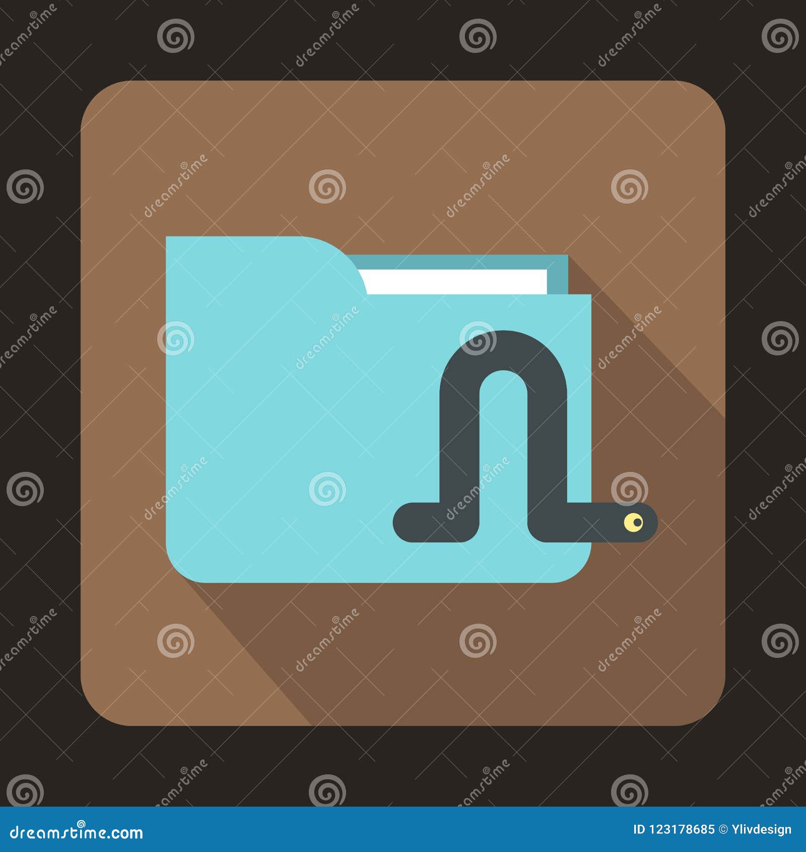 Computer Worm Icon, Flat Style Stock Illustration - Illustration of ...