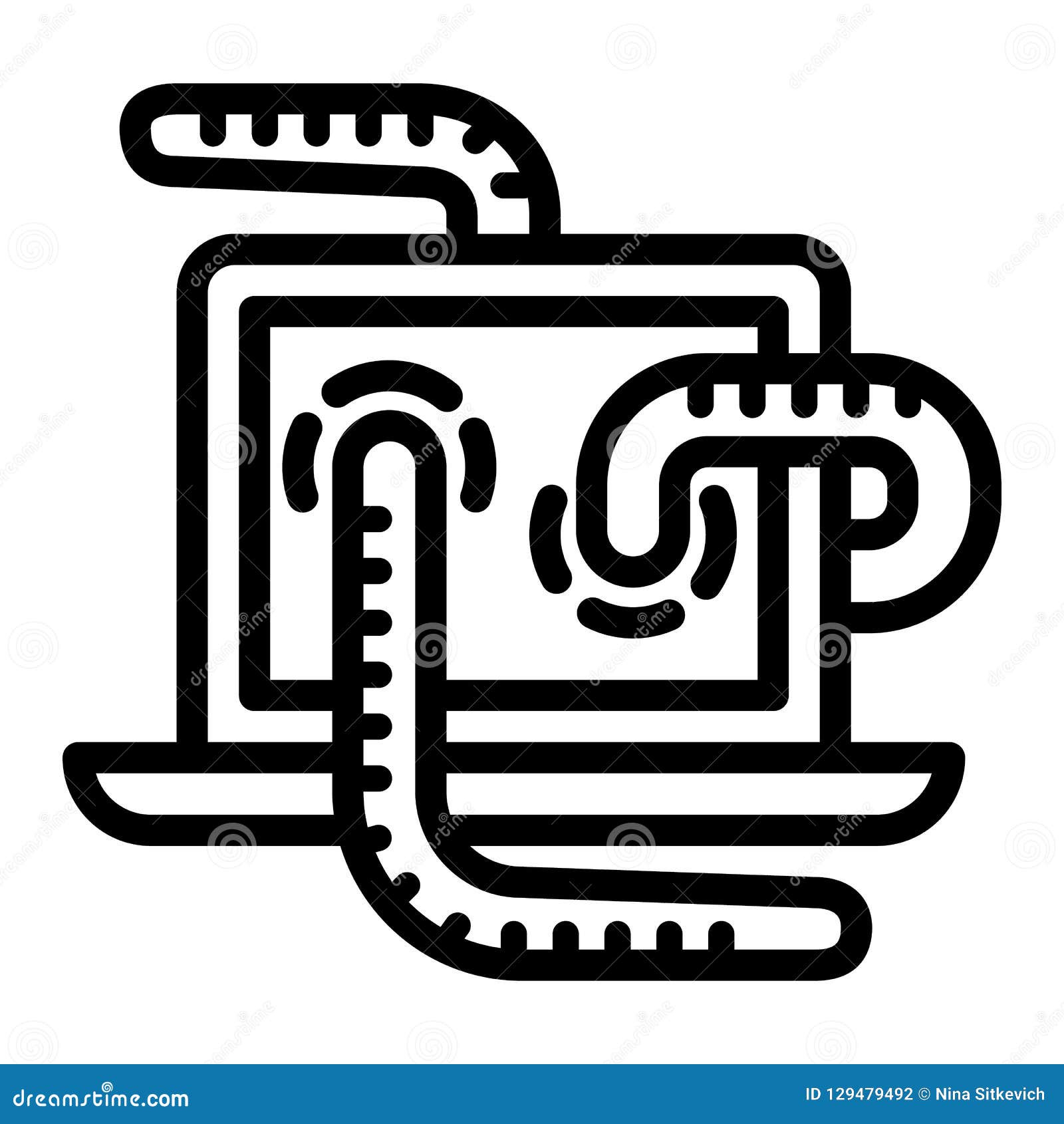 Computer Worm Icon, Outline Style Stock Vector - Illustration of ...