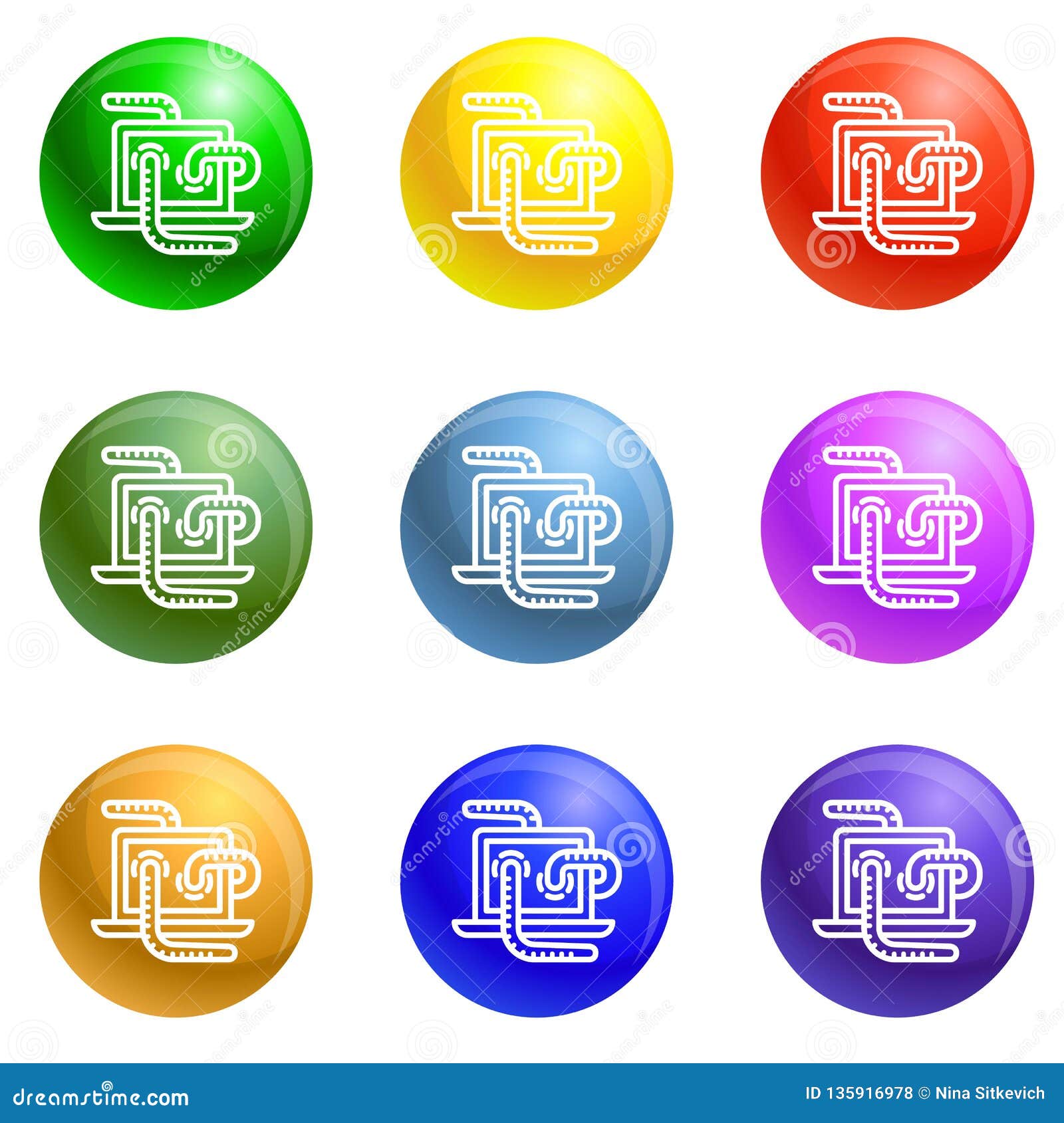 Computer Worm Icons Set Vector Stock Vector - Illustration of file ...