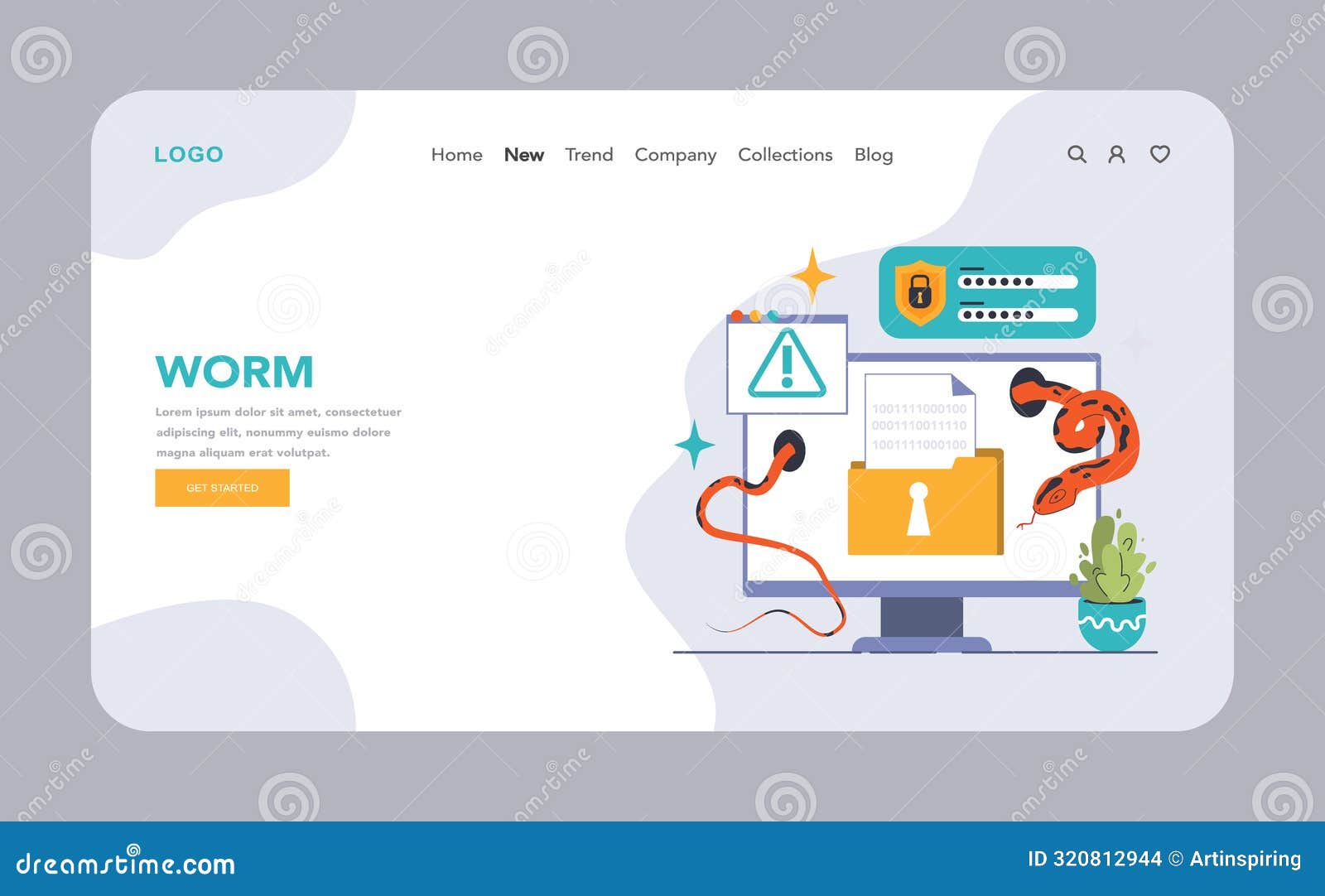 Computer Worm Icon In Cartoon Style Isolated On White Background ...