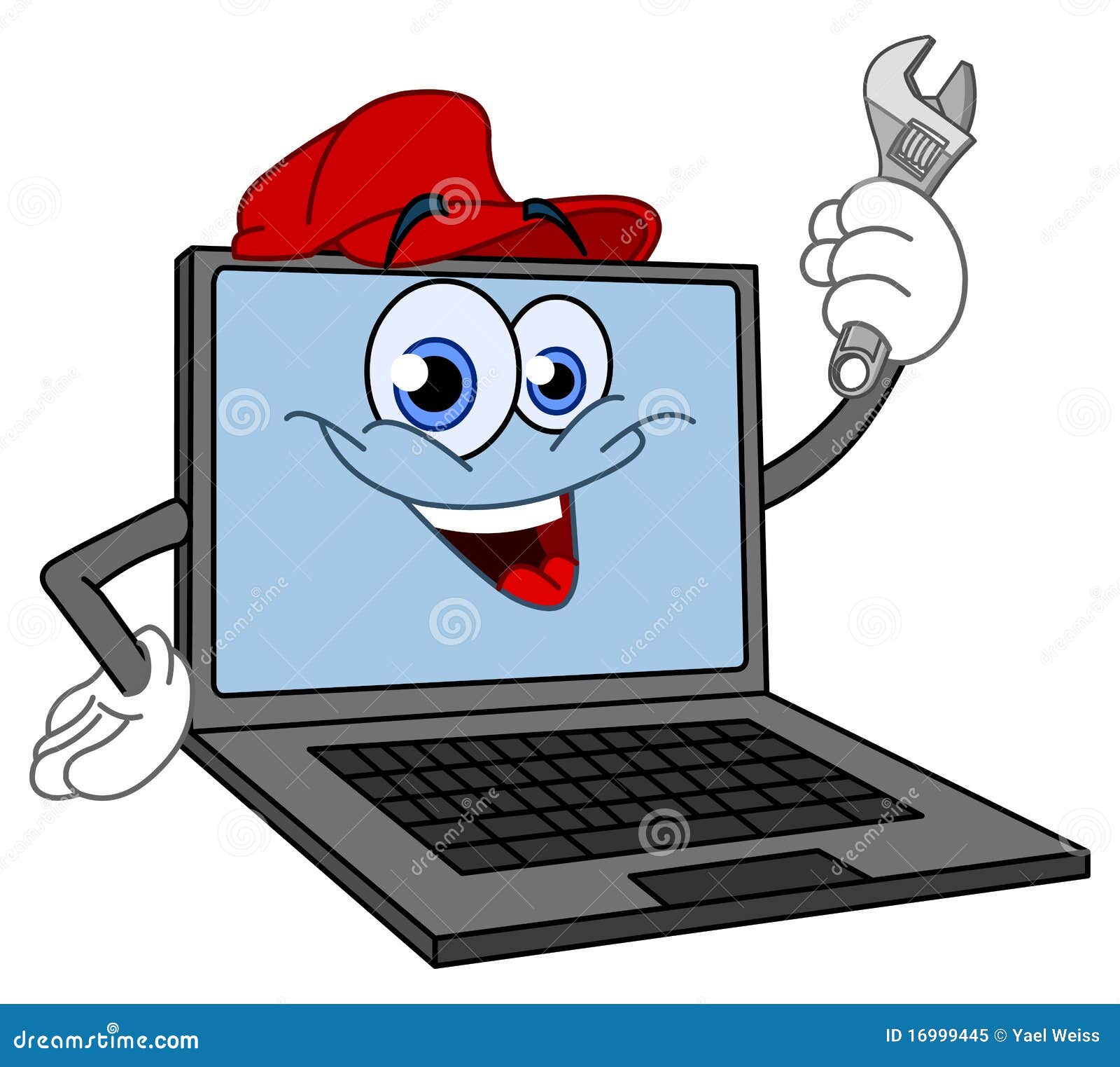 Cartoon Man Character With Laptop And Tool Vector Illustration ...