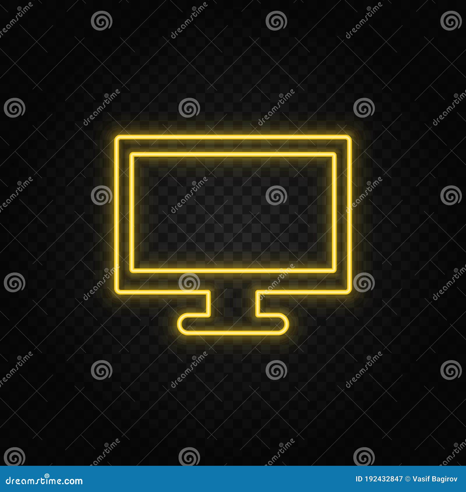 Computer Yellow Neon Icon .Transparent Background Stock Vector ...