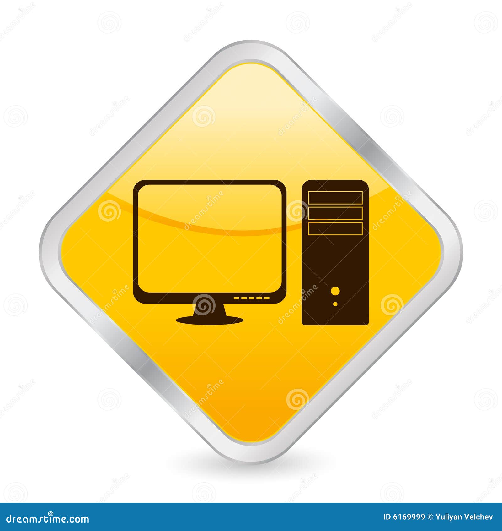 Computer Yellow Square Icon Stock Vector - Illustration of touch ...