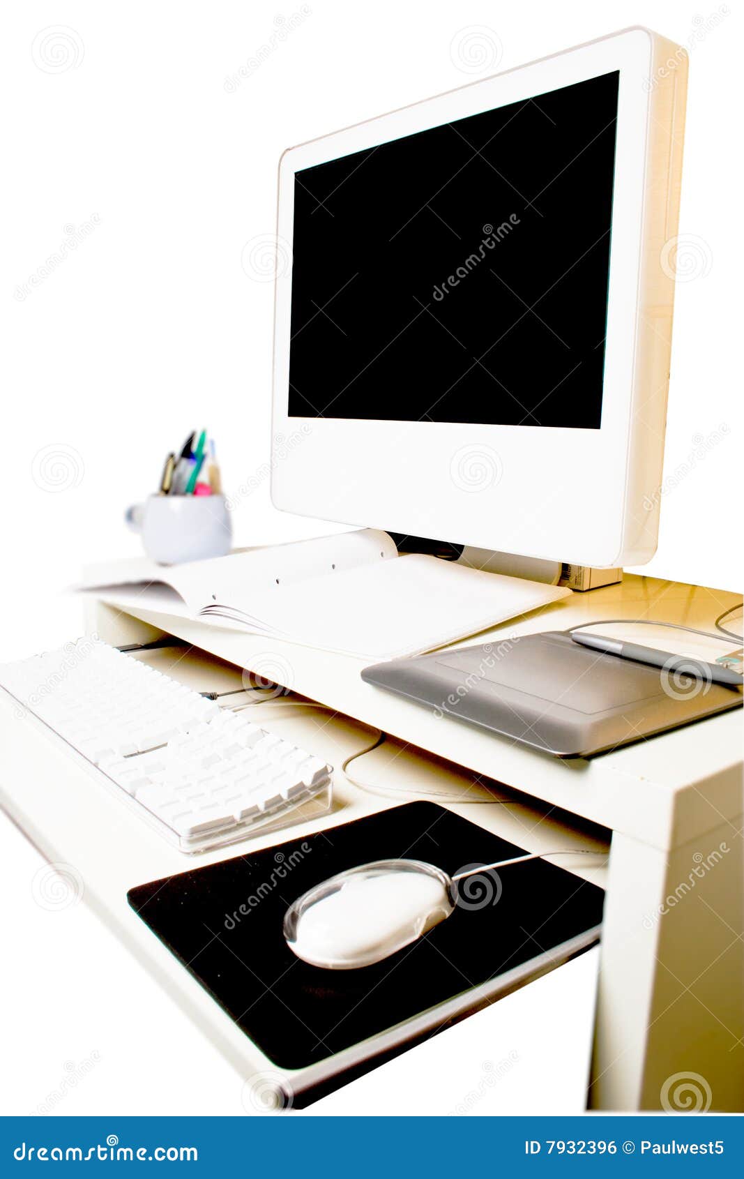 Computerarbeitsplatz stockfoto. Bild von glatt, tablette - 7932396