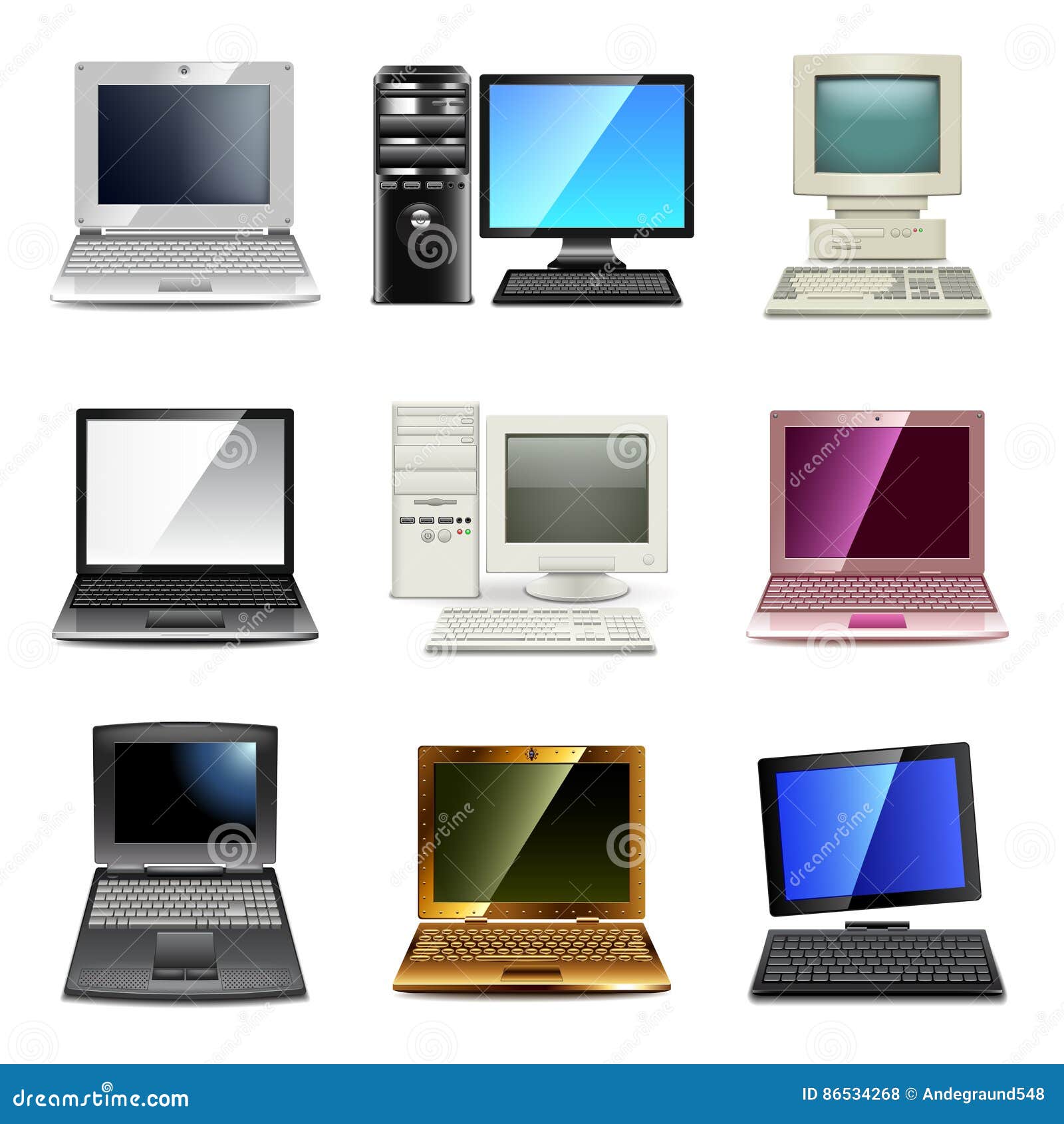 Computerarten Ikonenvektorsatz Vektor Abbildung - Illustration von ...