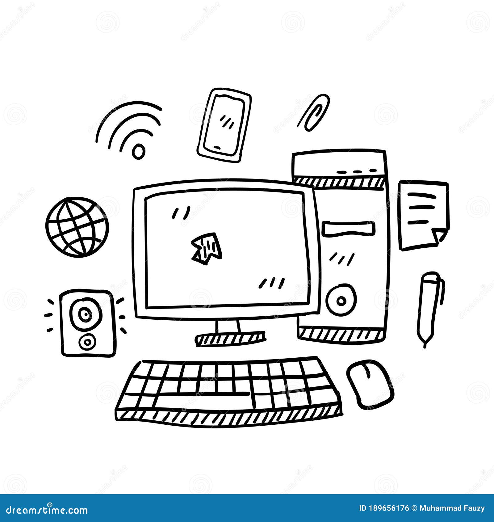 Computerdoedelvector Geïsoleerd Op Wit Vector Illustratie ...