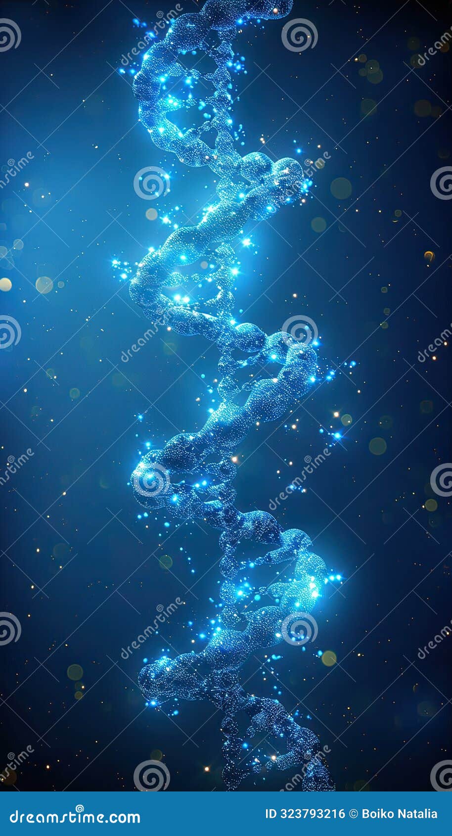 A Computergenerated Image of a DNA Chain Floating in the Sky Stock ...