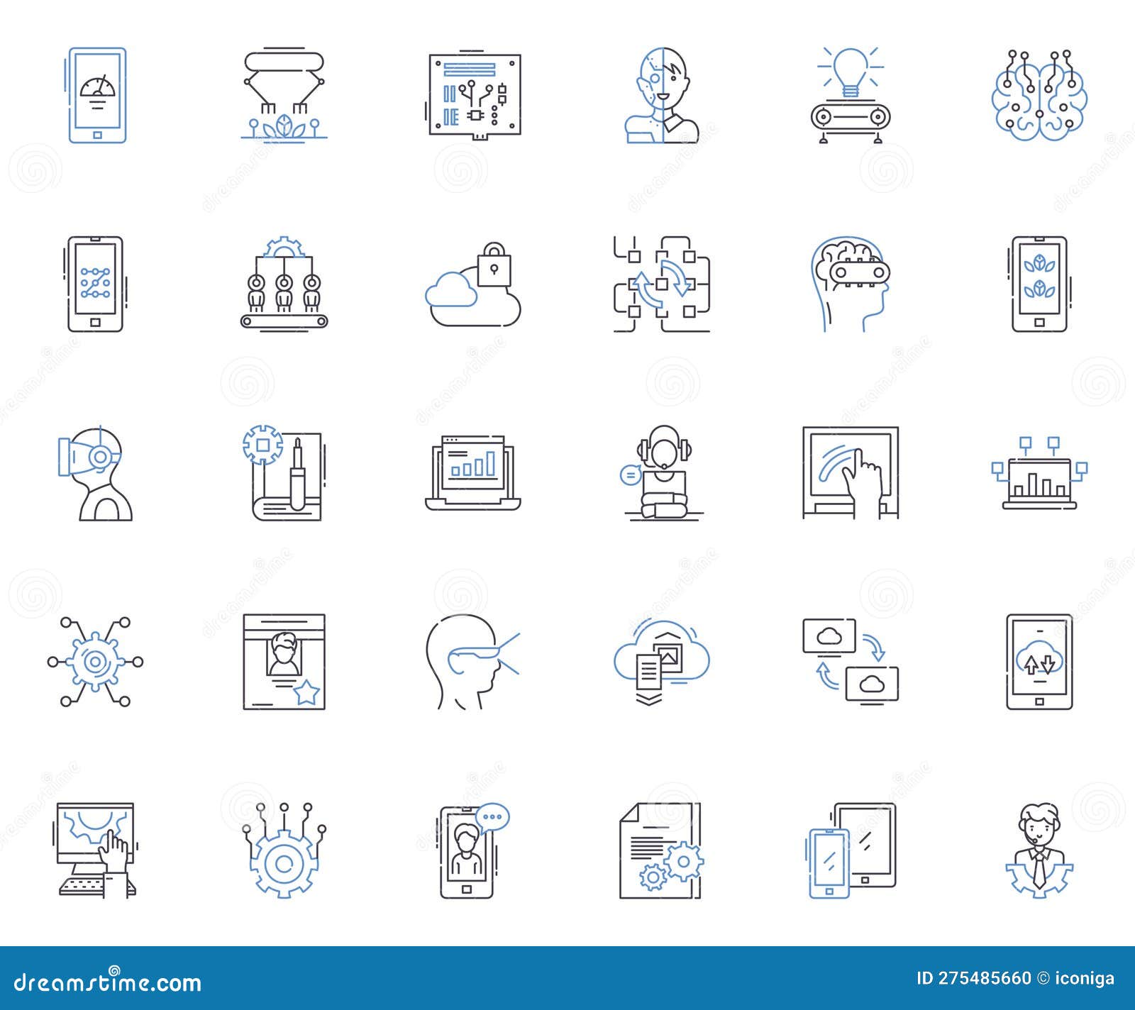 Computerization Line Icons Collection Automation Digitization Information Robotics