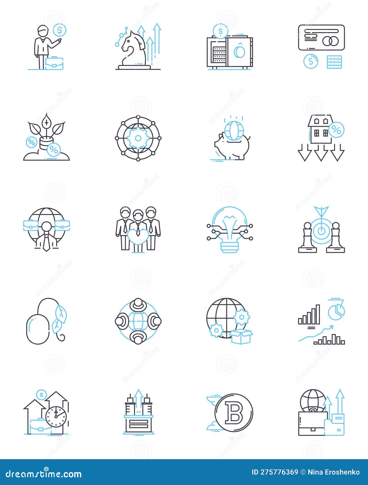 Computerized Connectedness Linear Icons Set. Interconnectivity ...