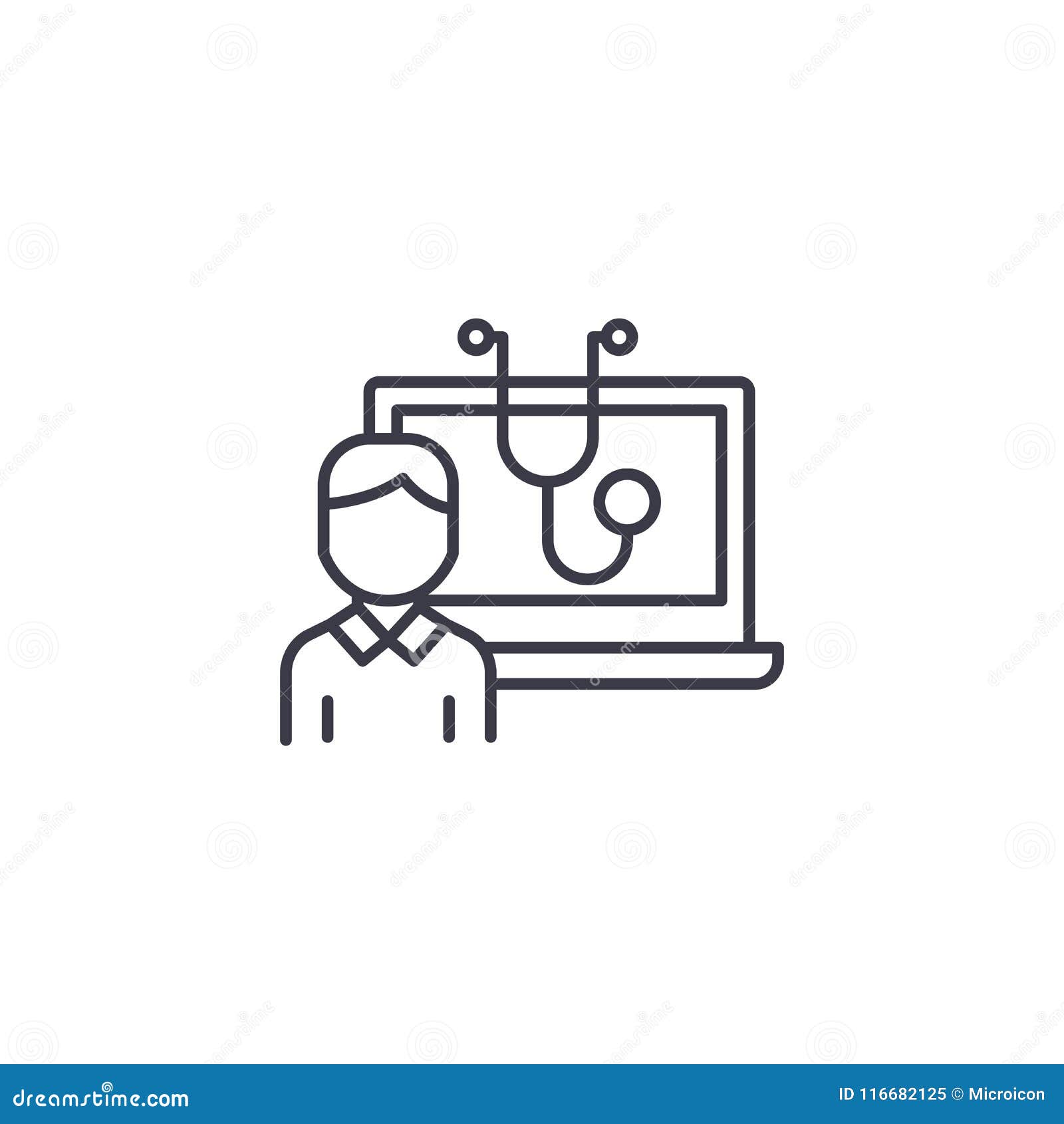 Computerized Diagnostics Linear Icon Concept. Computerized Diagnostics ...