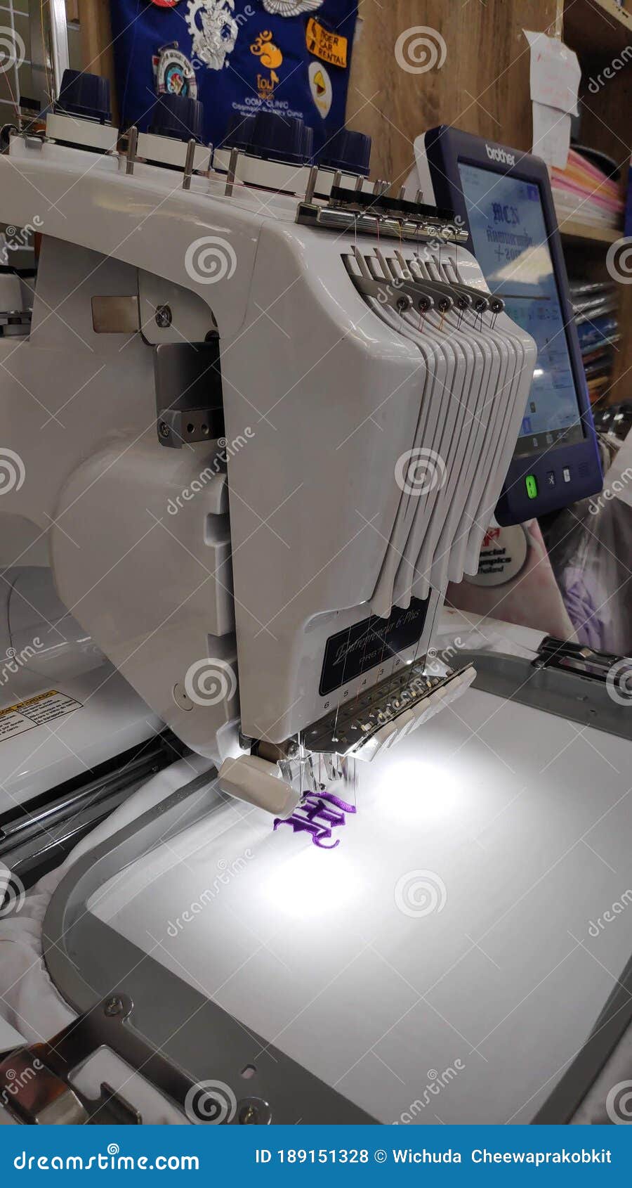 Computerized Embroidery Machine Sewing Machine while Operating Textile ...
