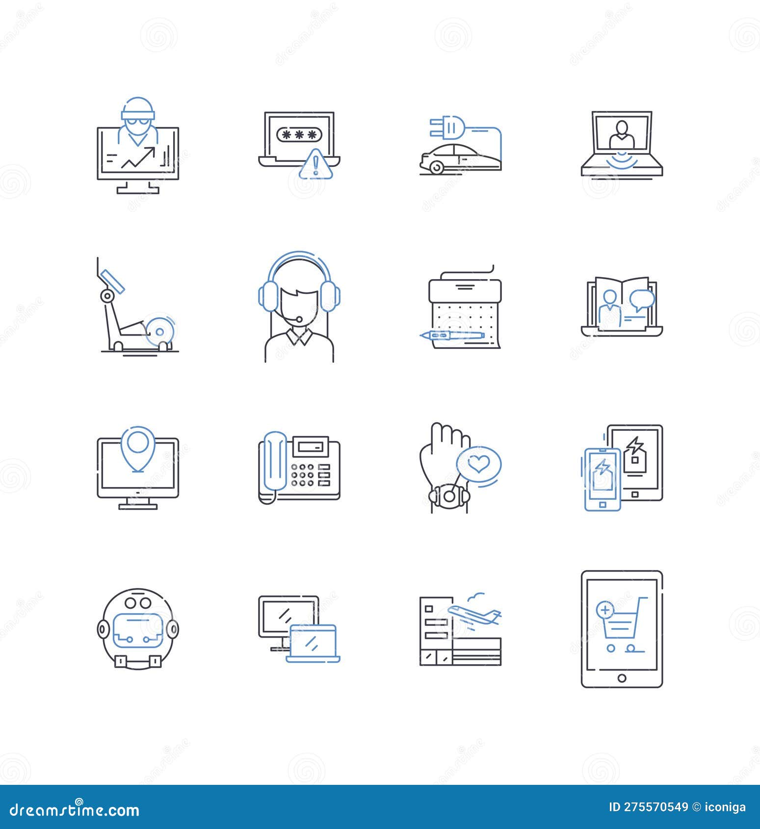 Computerized Era Line Icons Collection. Automation, Digitalization ...