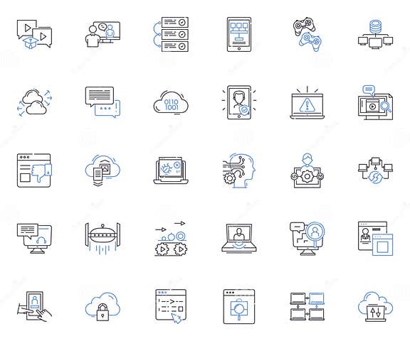 Computerized Gentle Line Icons Collection. Softify, Digitize ... Computerized Gentle Line Icons Collection. Softify, Digitize ...